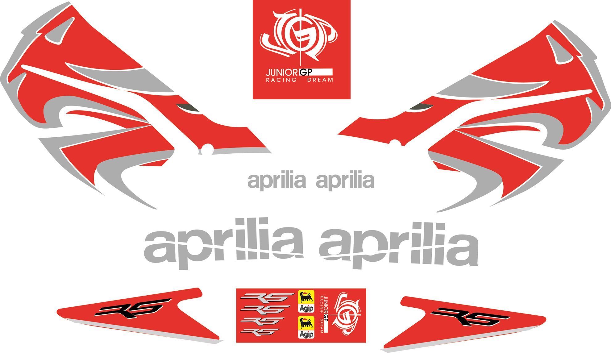 Zen Graphics - Aprilia RS 50 Rosso Fluo Bianco 2008 - 2009 Replacement ...