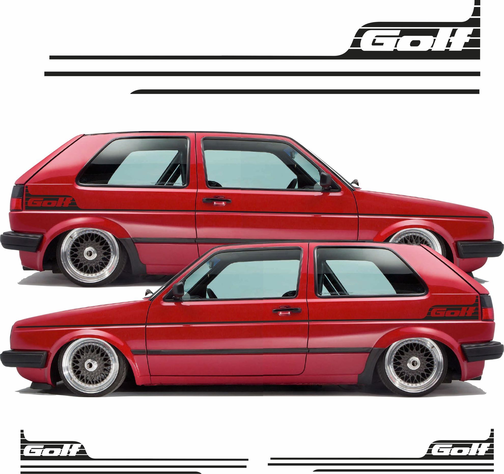 Zen Graphics - VW MK2 Golf side Stripes and rear quarter Stickers / Stripes