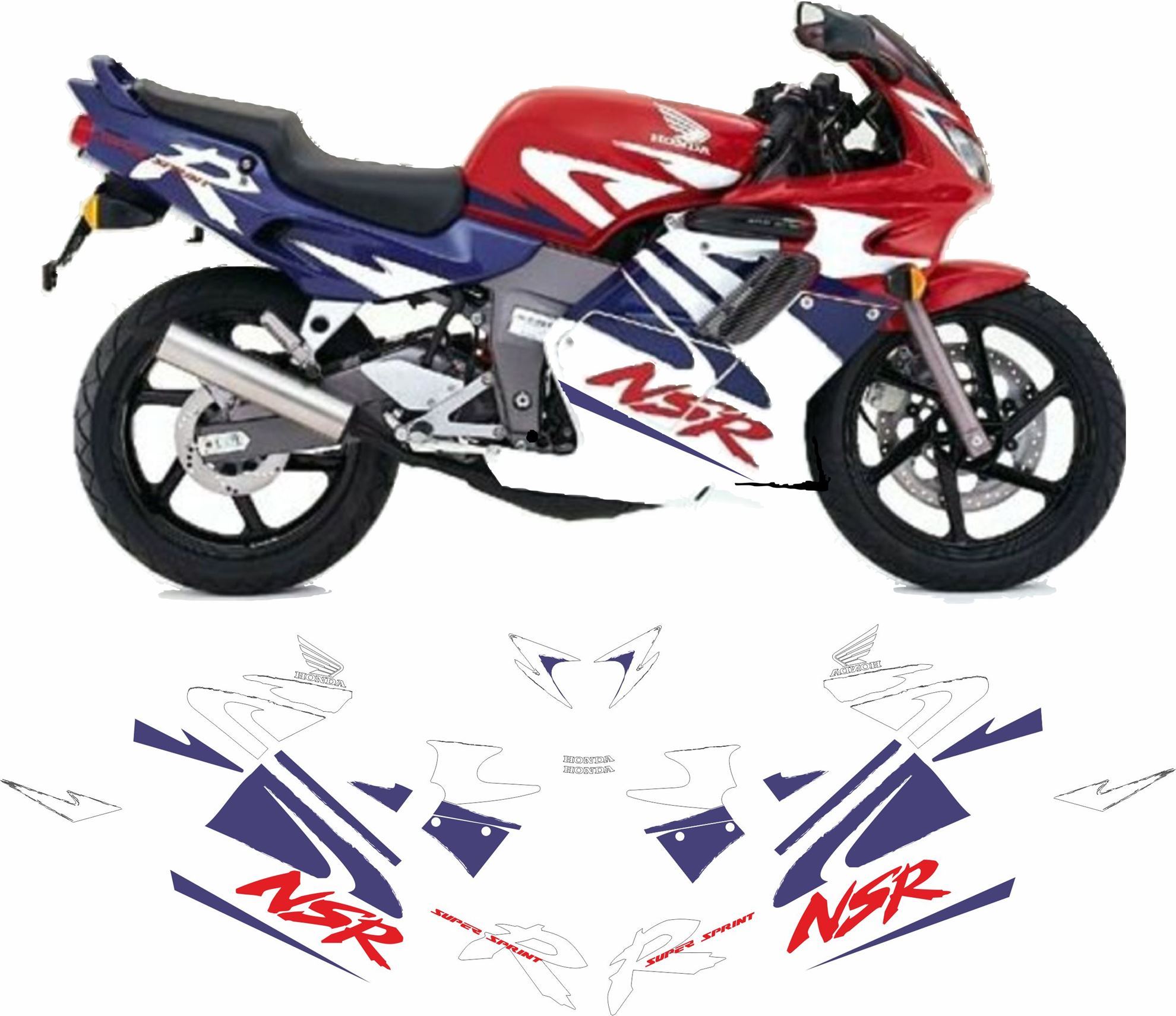 Zen Graphics - Honda NSR 125 1998 - 1999 replacement Decals / Stickers