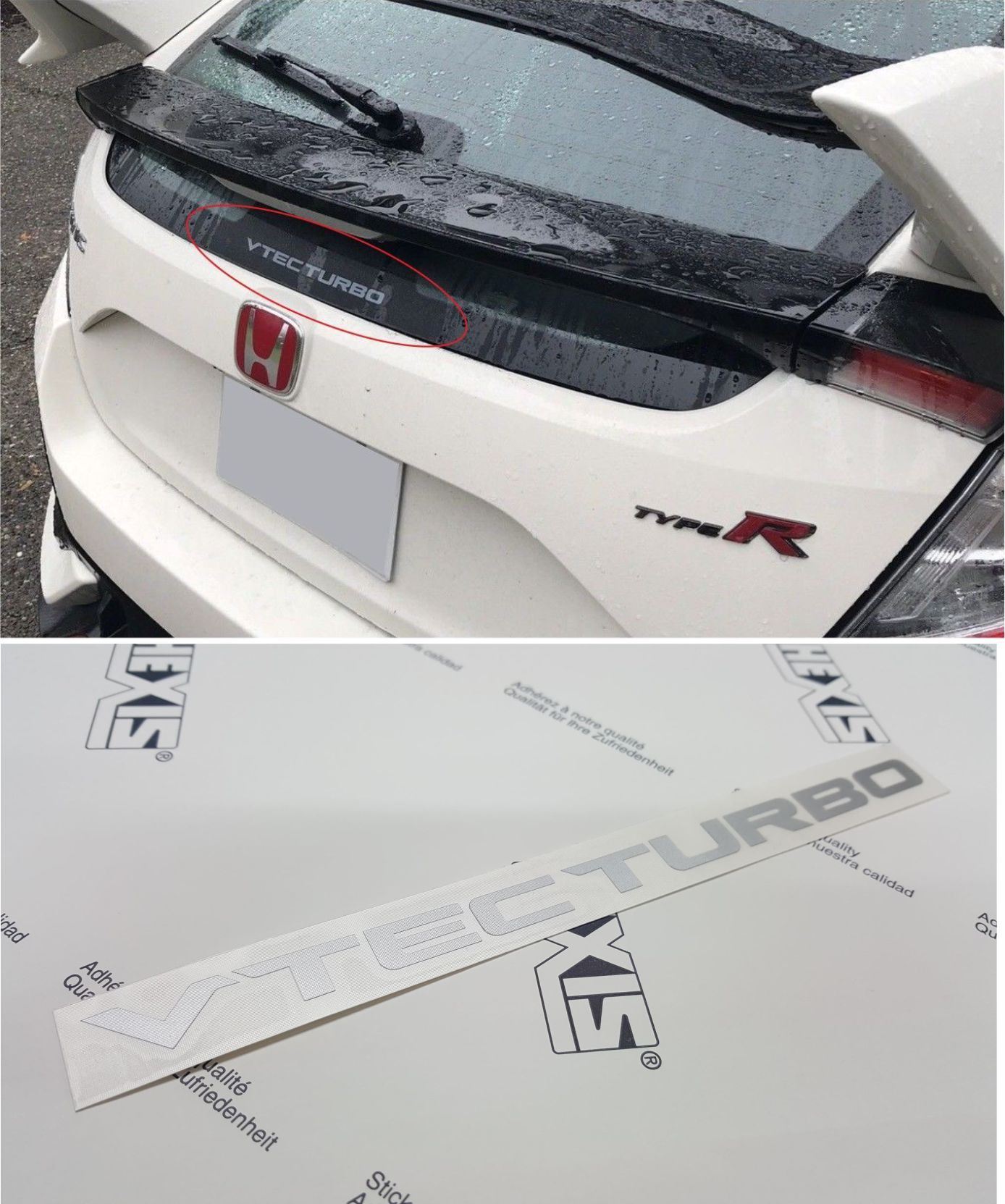 Zen Graphics - Vtec Turbo rear Glass Decal / Sticker for Civic FK2 / FK8