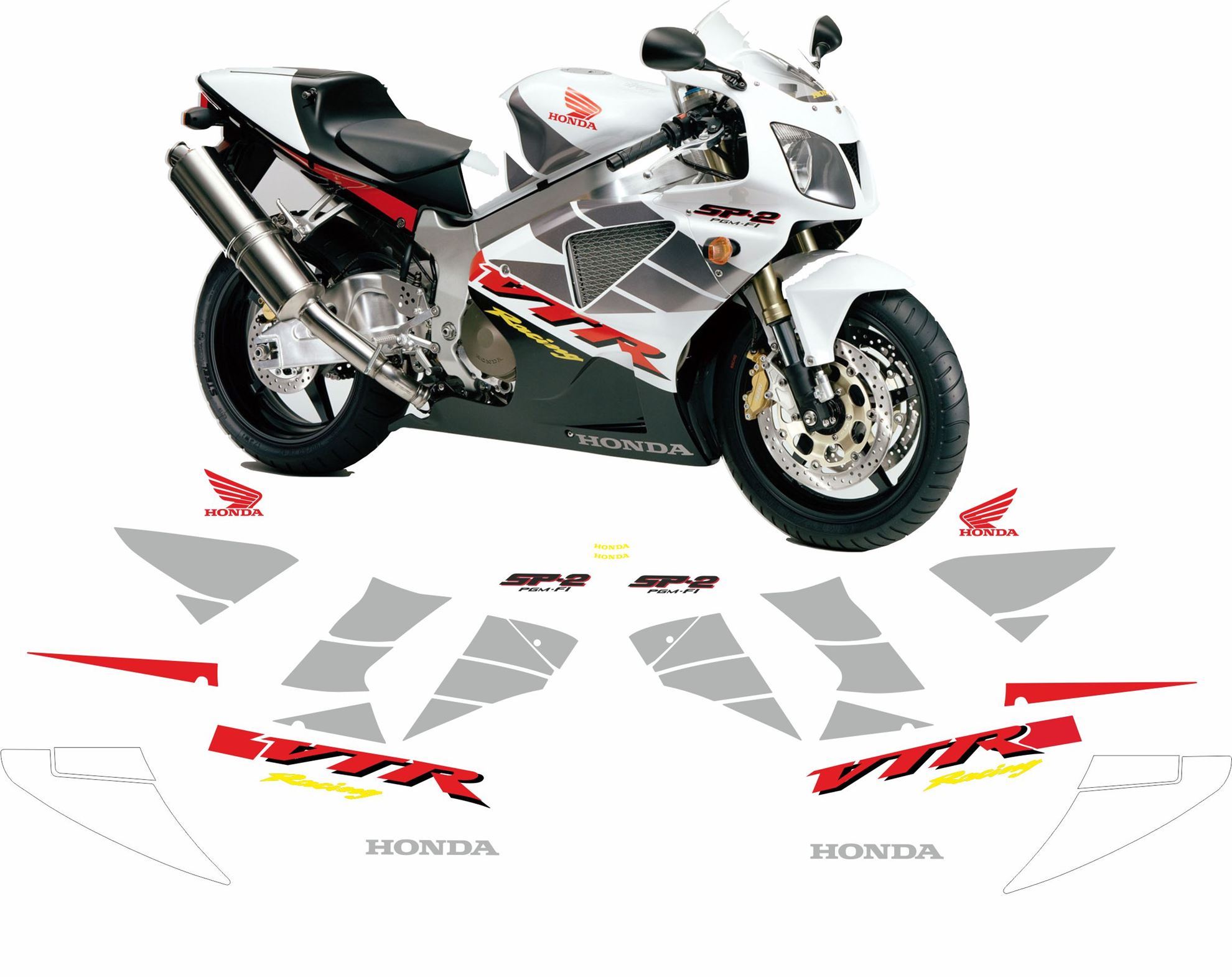 Zen Graphics - Honda VTR 1000 SP2 2002 full Restoration Decals / Stickers