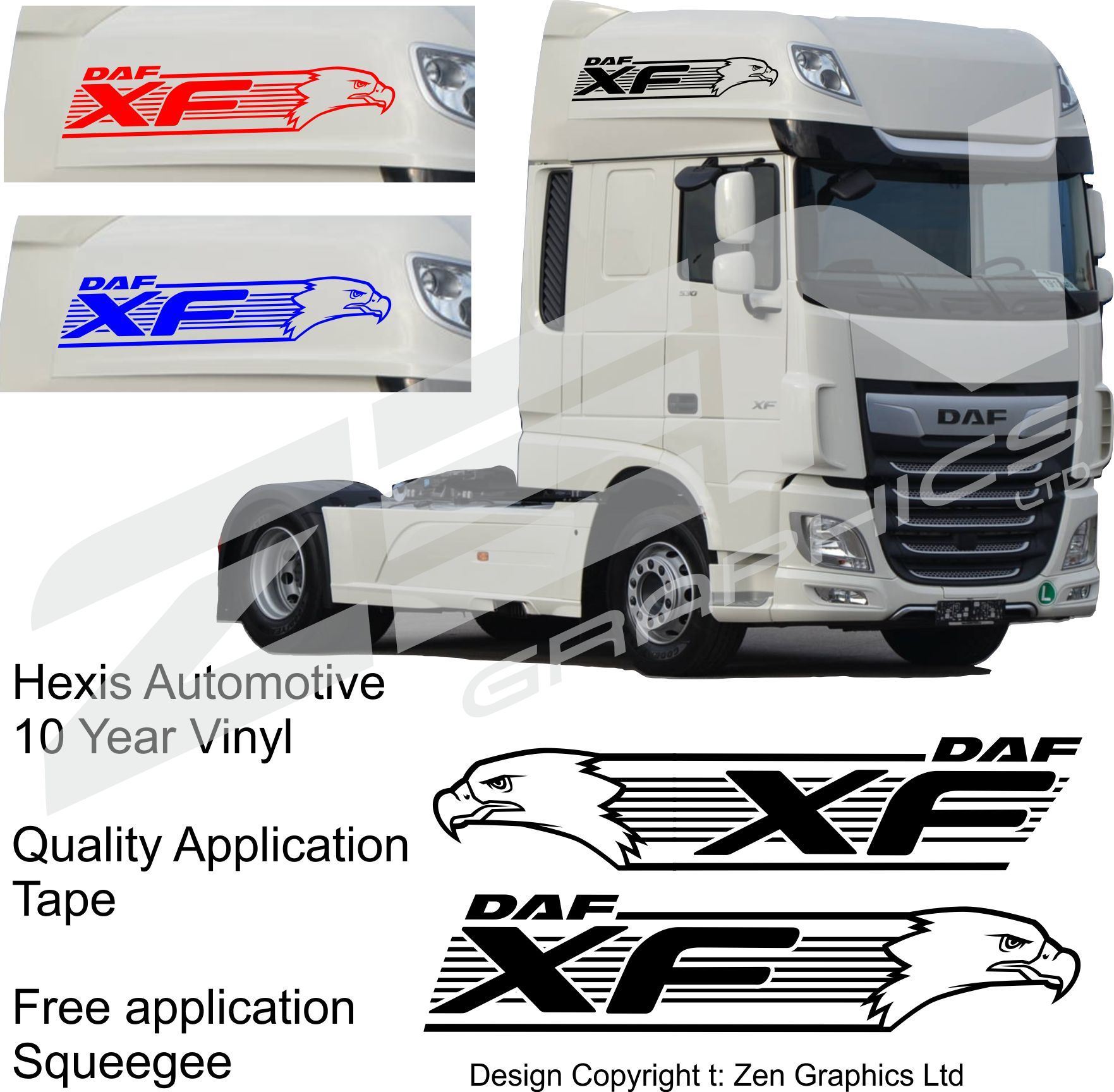 Zen Graphics - DAF XF Euro 6 side Eagle XF roof Graphics / Stickers