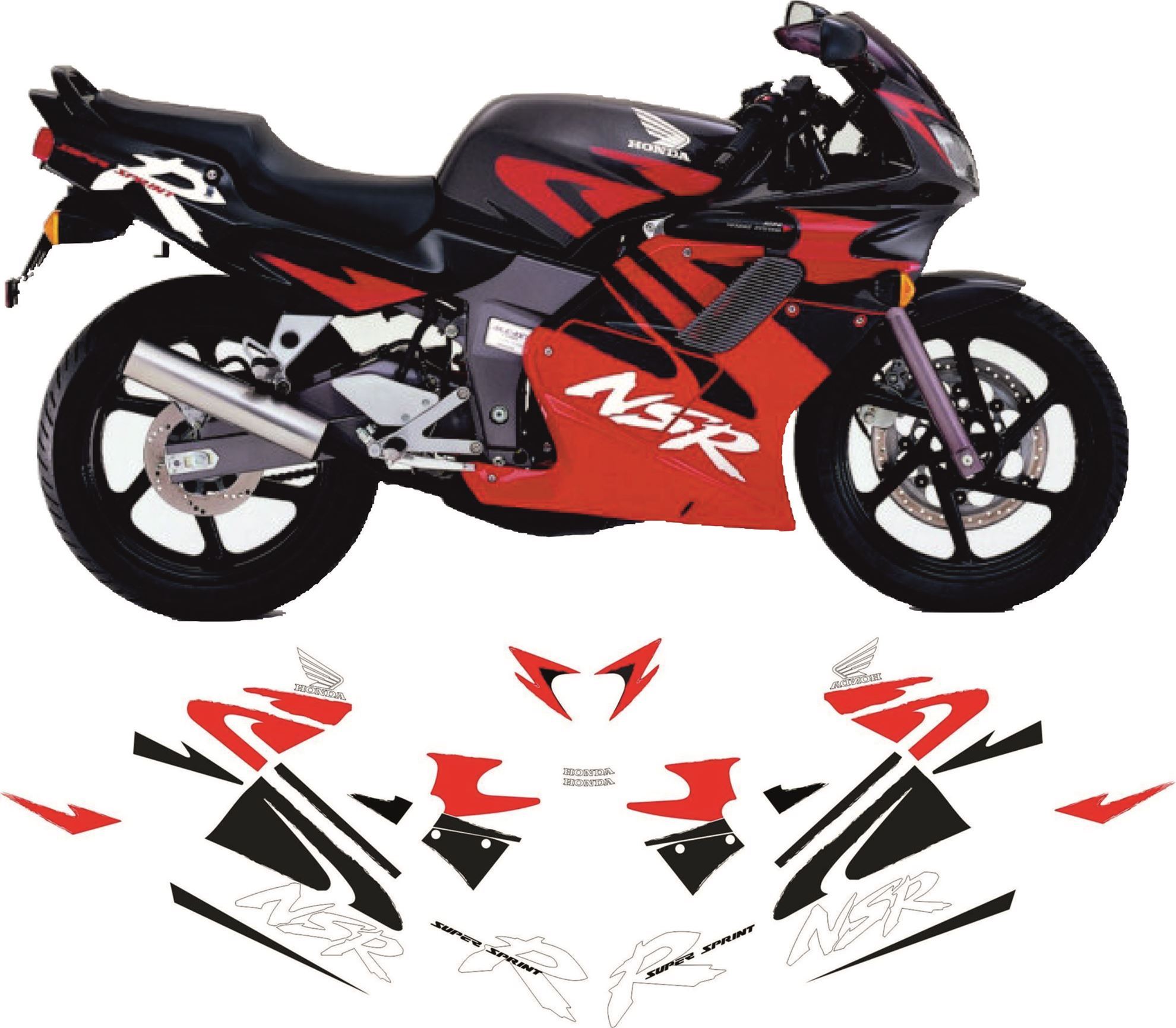 Zen Graphics - Honda NSR 125 1998 - 1999 replacement Decals / Stickers