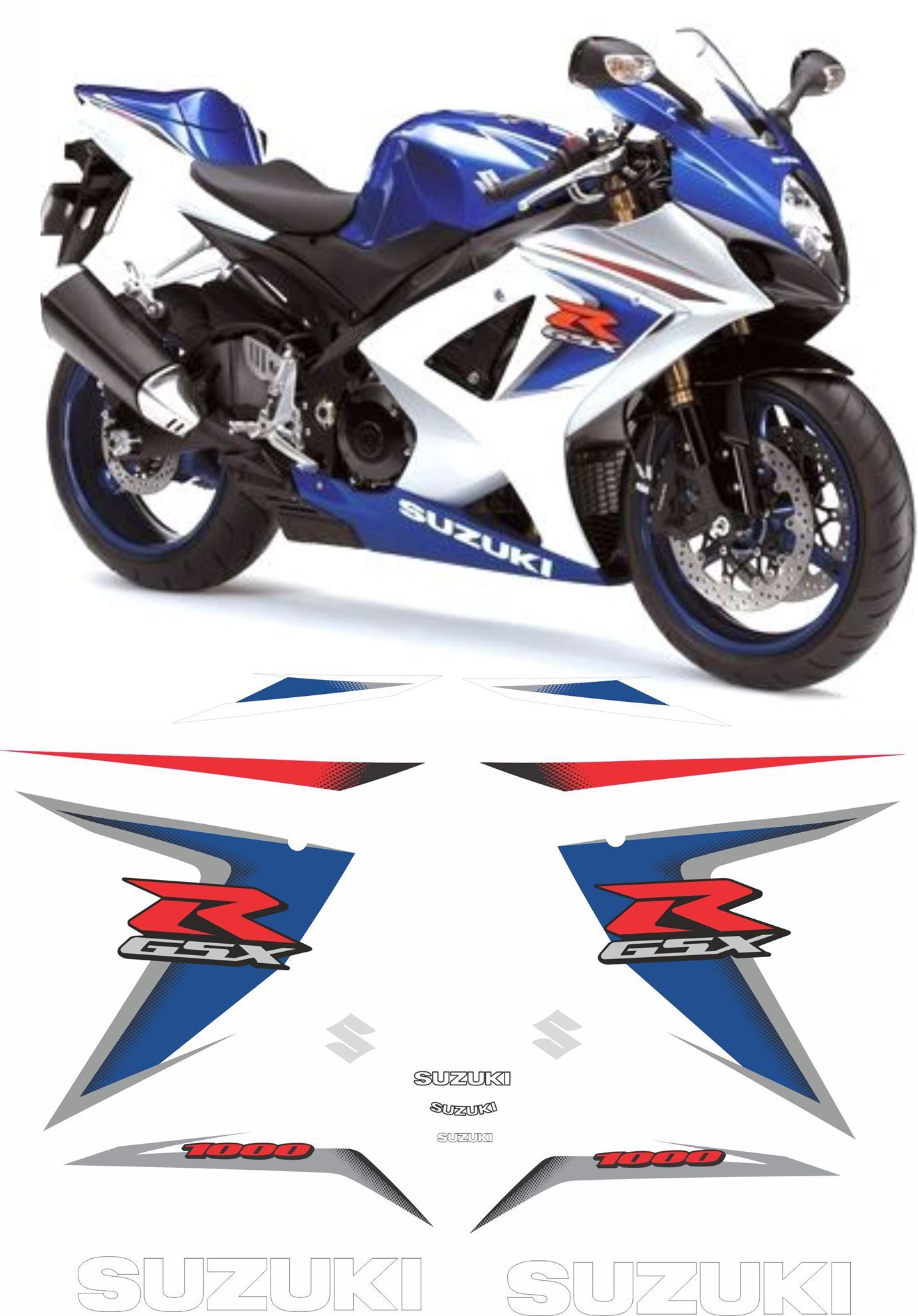 Zen Graphics - Suzuki GSX-R 1000 K8 2007 - 2008 replacement Decals ...