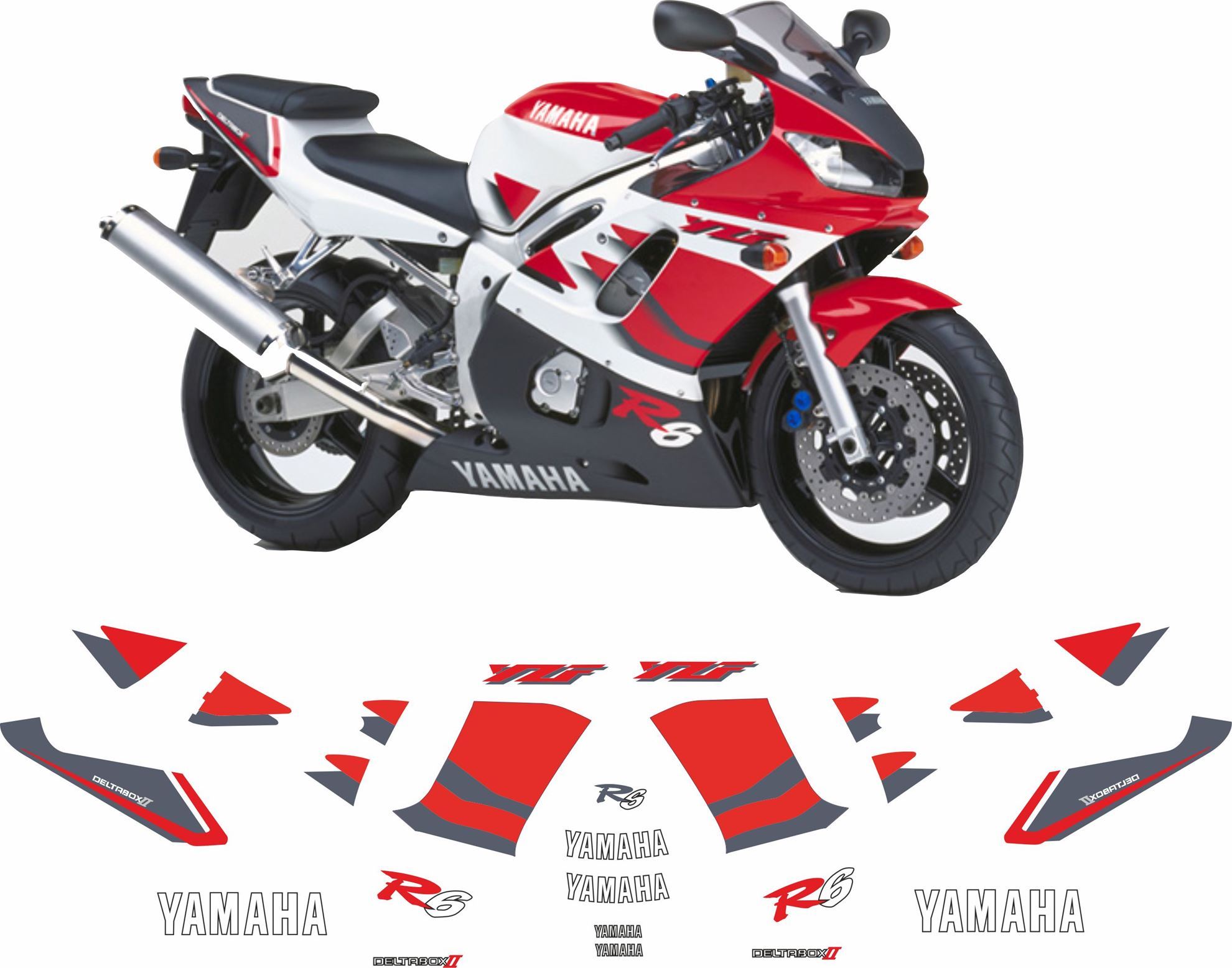 Zen Graphics - Yamaha YZF R6 1999 - 2000 replacement Decals / Stickers