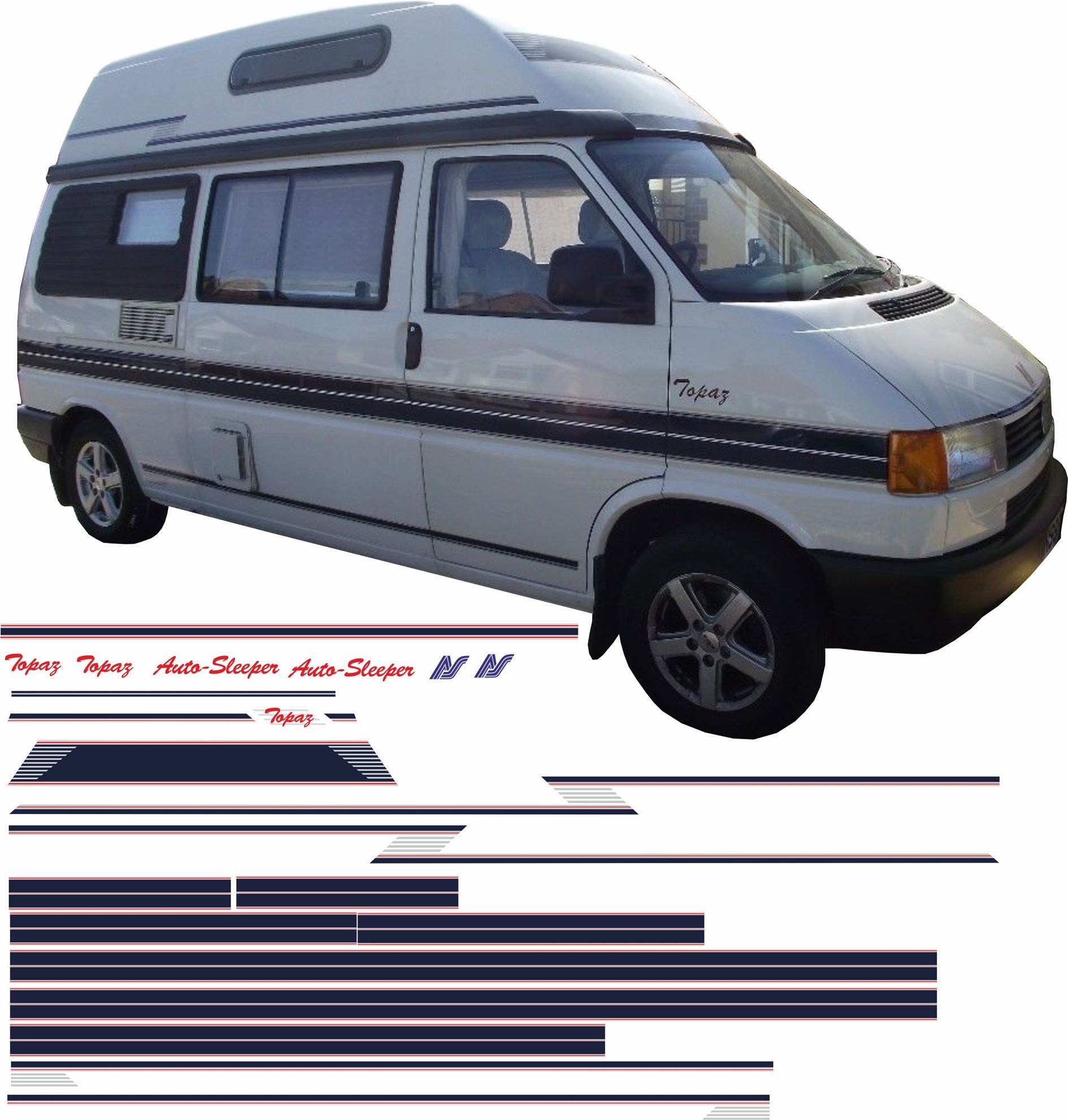 Zen Graphics - VW T4 Auto sleeper Topaz restoration Stripes / Decals ...