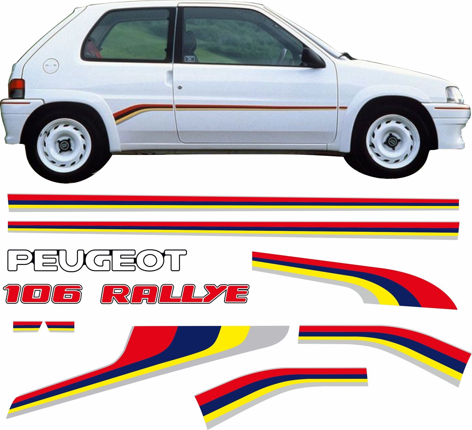 Zen Graphics - Peugeot 106 Rallye S1 replacement Stripes & Decals