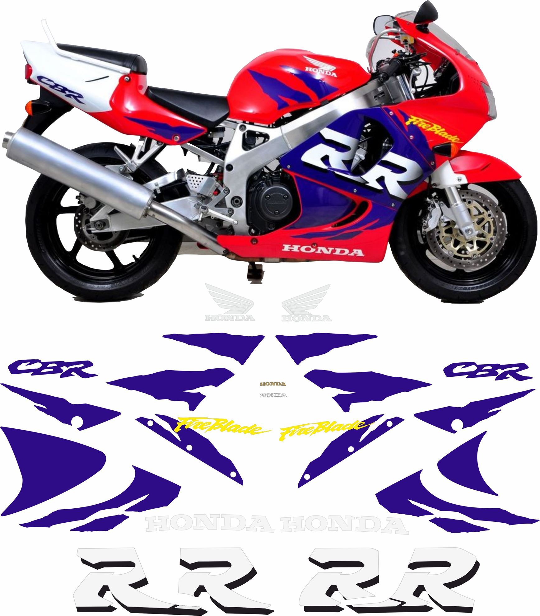 Zen Graphics - Honda CBR 900RR full replacement 1998 replacement Decals ...