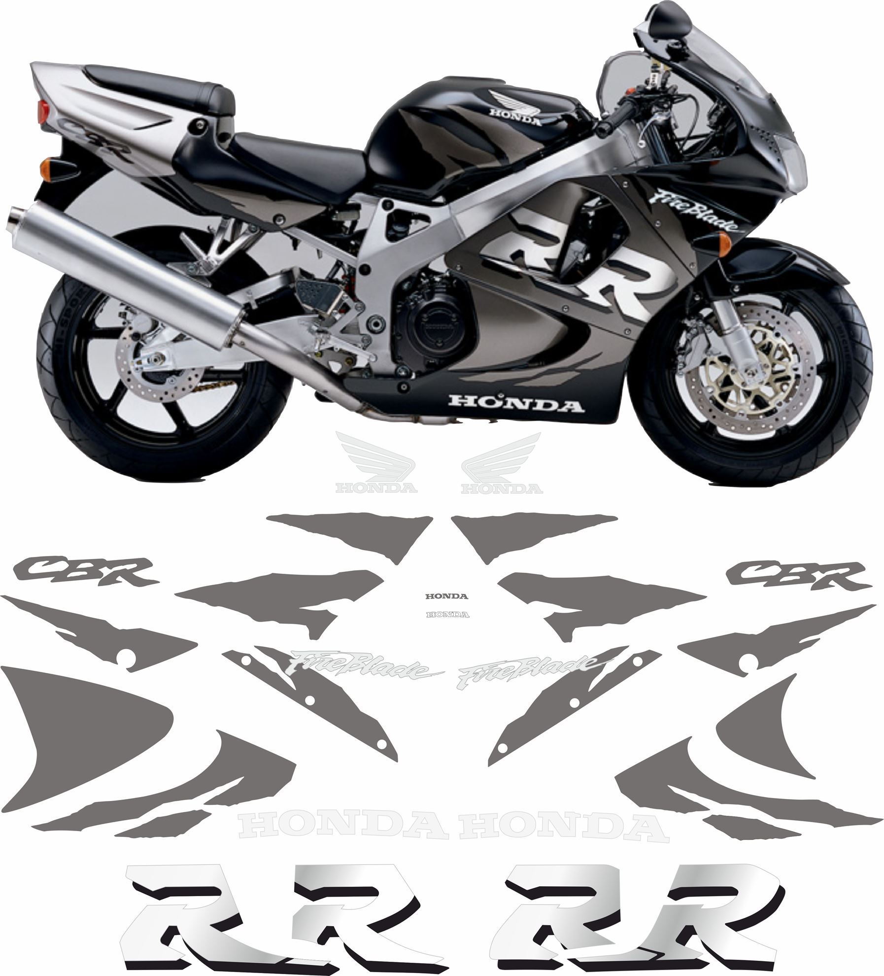 Zen Graphics - Honda CBR 900RR full Fireblade 1998 replacement Decals ...