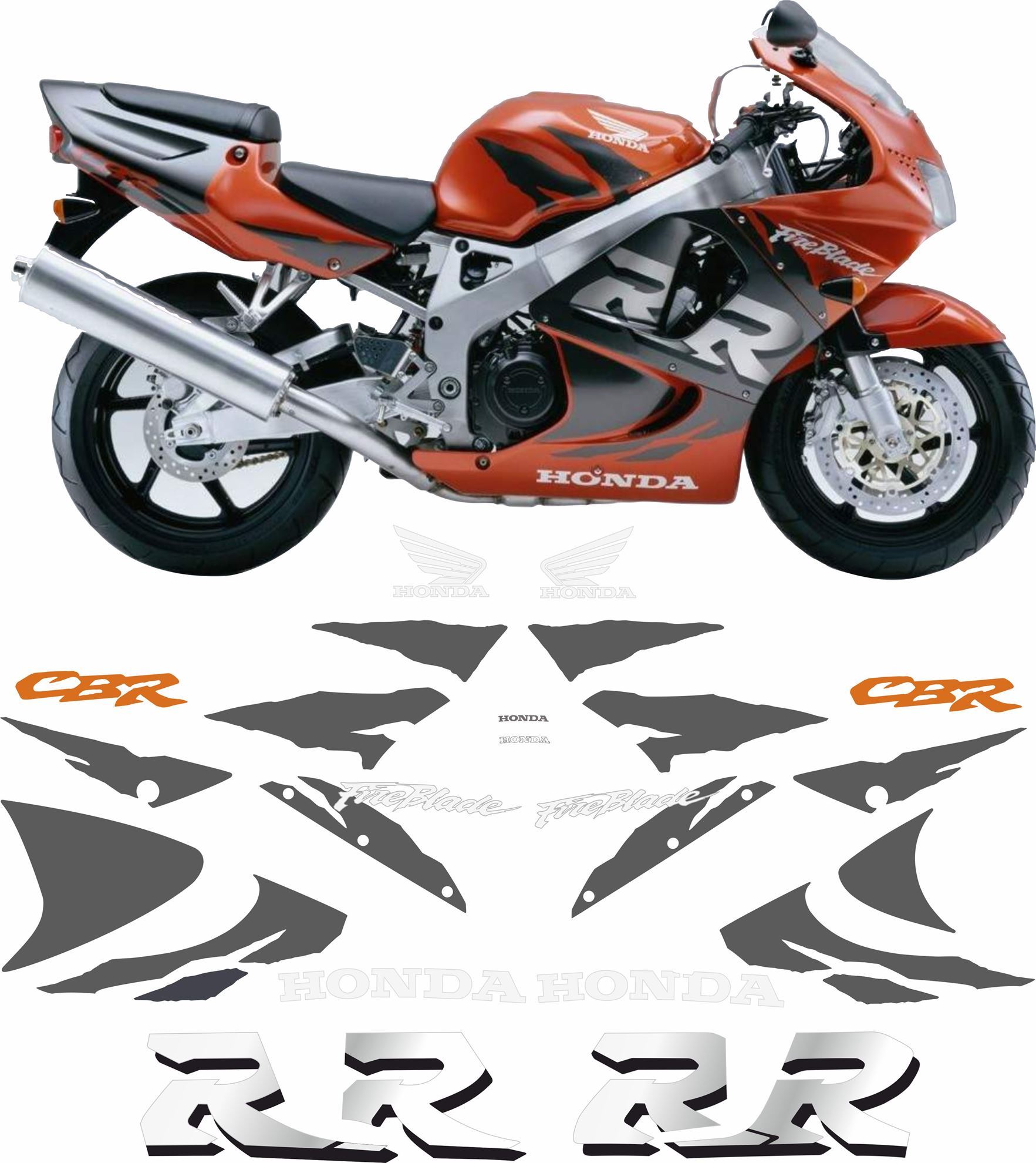 Zen Graphics - Honda CBR 900RR full Fireblade 1998 replacement Decals ...