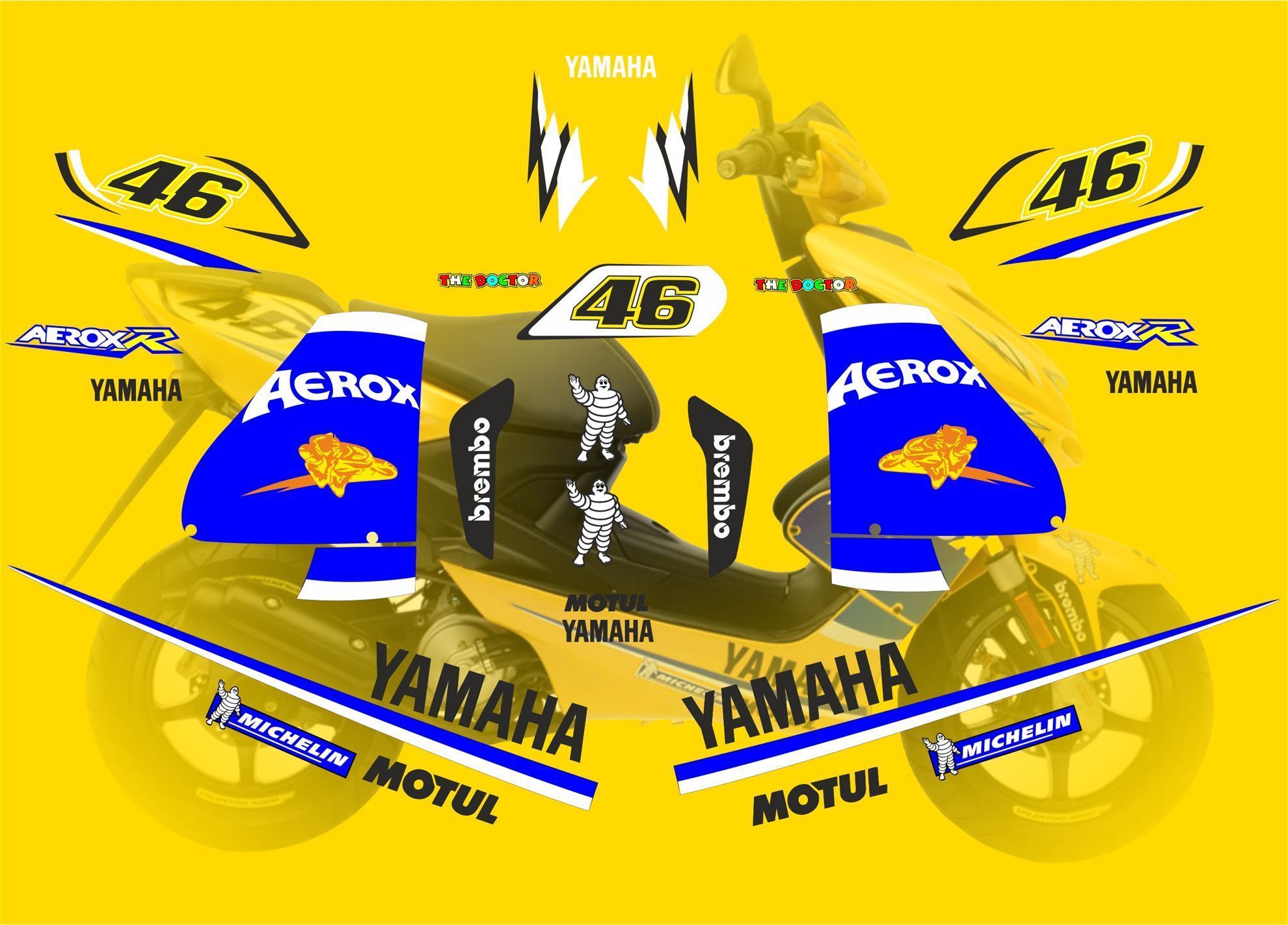 Zen Graphics - Yamaha Aerox R Rossi Livery 2006 race replica Decals ...