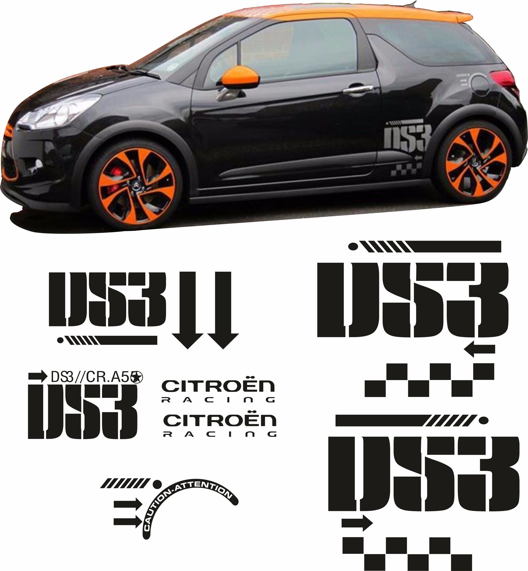 Citroen Racing DS 3 Interior Board Dashboard Decals Stickers S – Racing ...