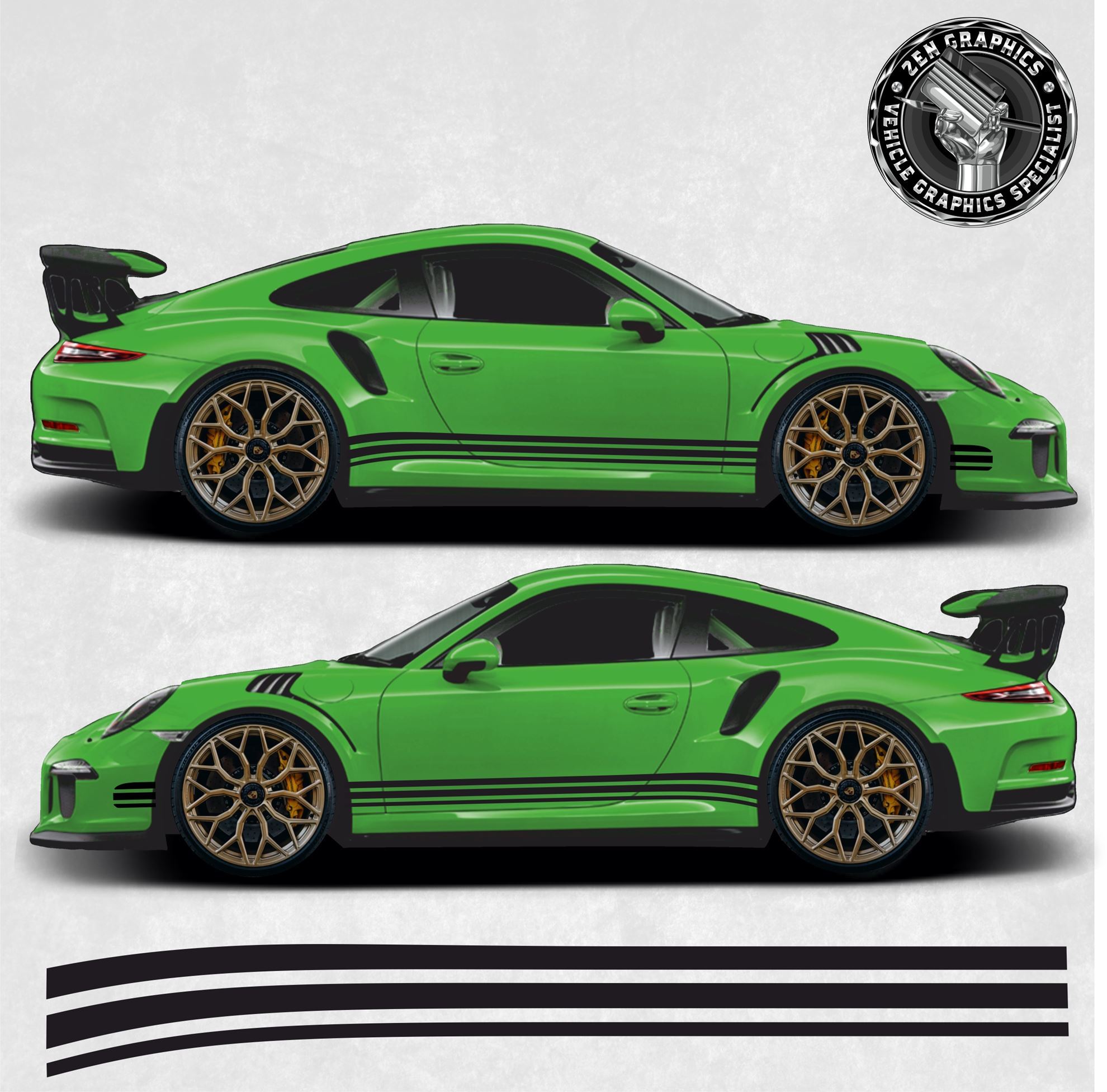 Zen Graphics - 992 / 991 / 997 / 996 side Stripes (Fits all 911 variants)