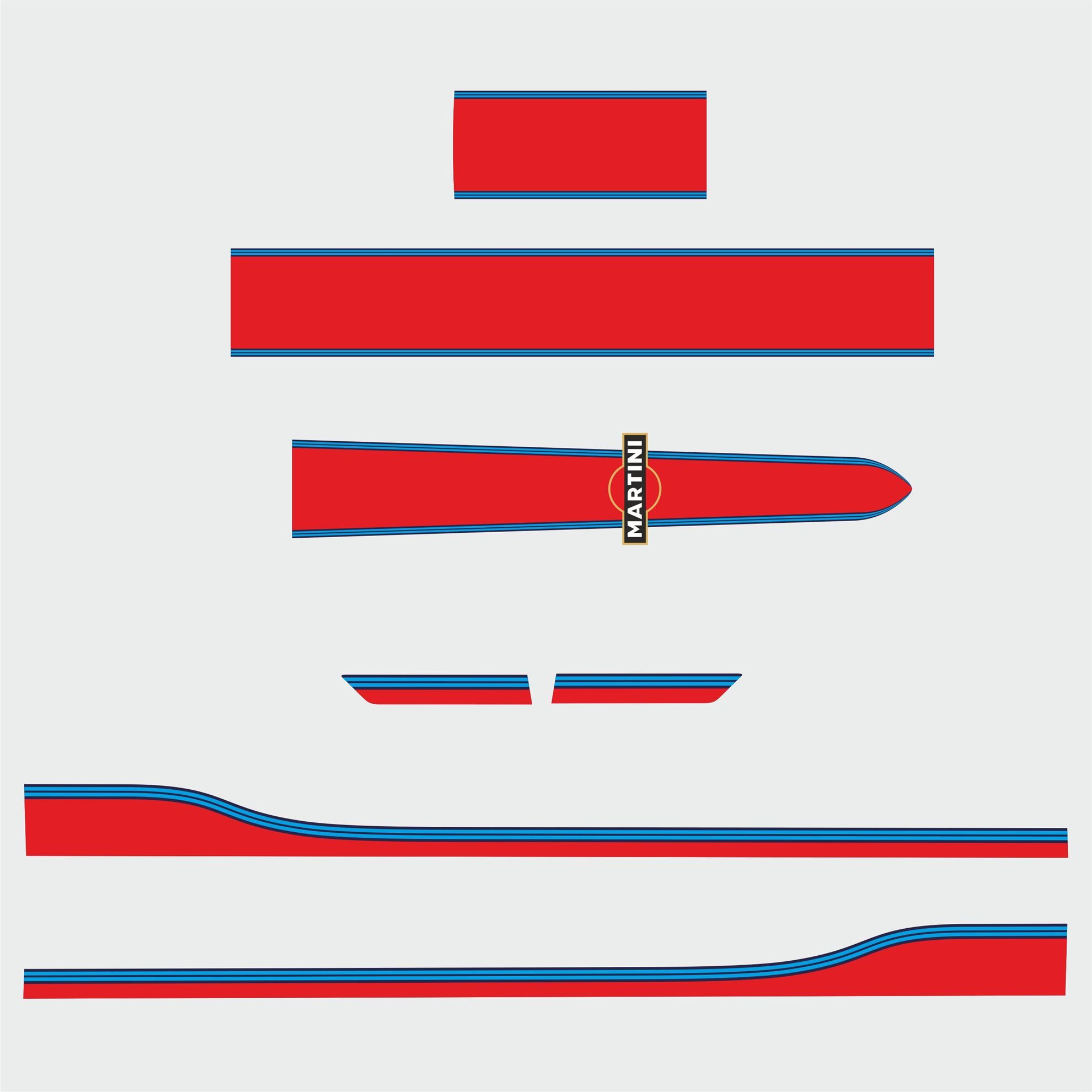 Zen Graphics - 718 Cayman / Boxster Martini side & over the top Stripes