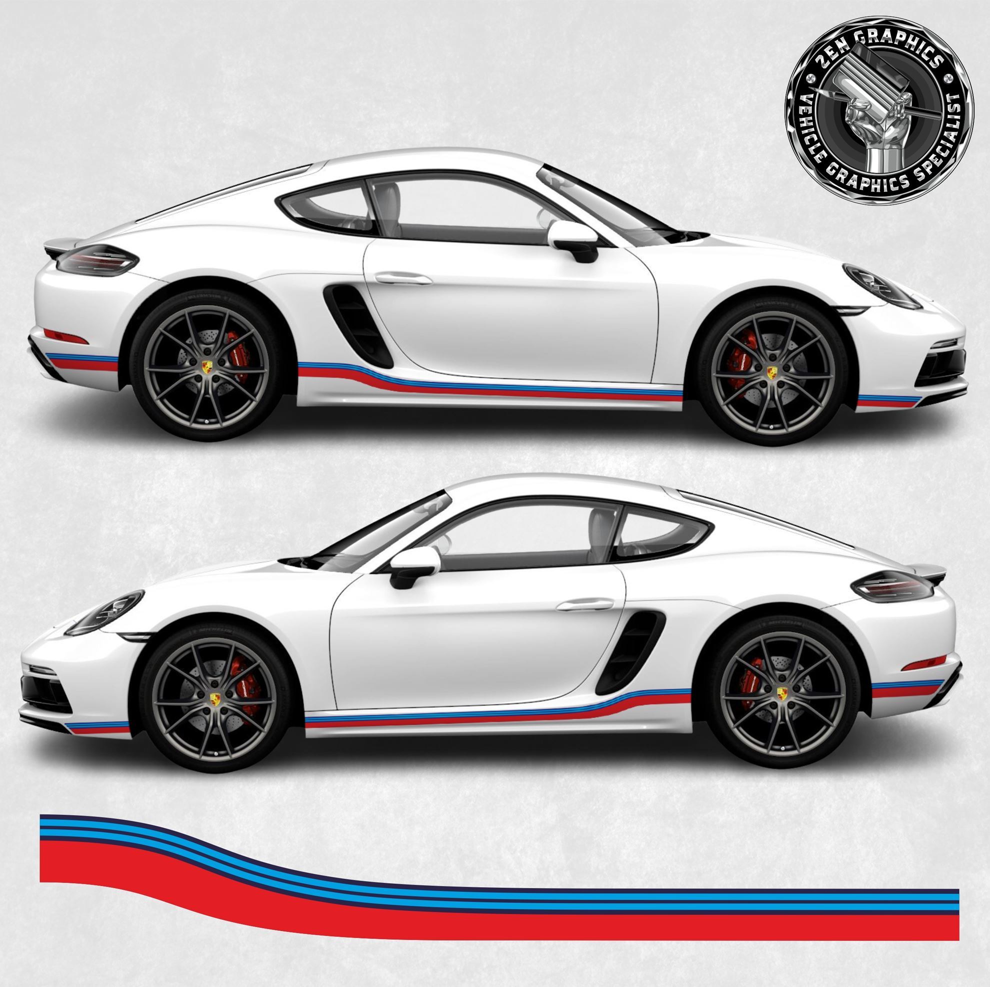 Zen Graphics - 718 Cayman / Boxster Martini side Stripes