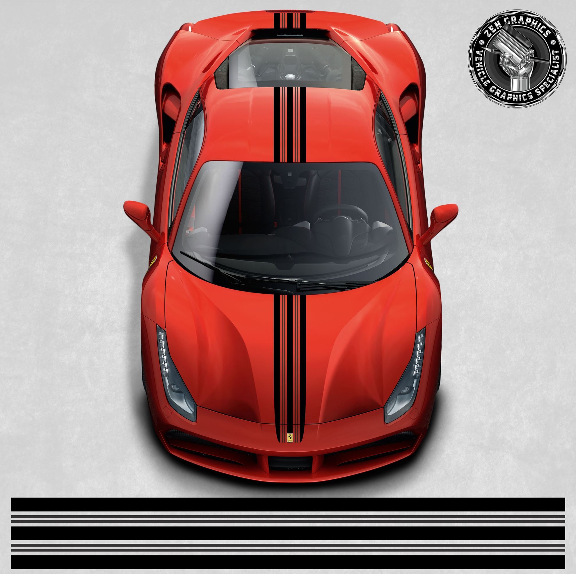 Zen Graphics - Ferrari 488 GTB over the top Stripes (Two Colour)