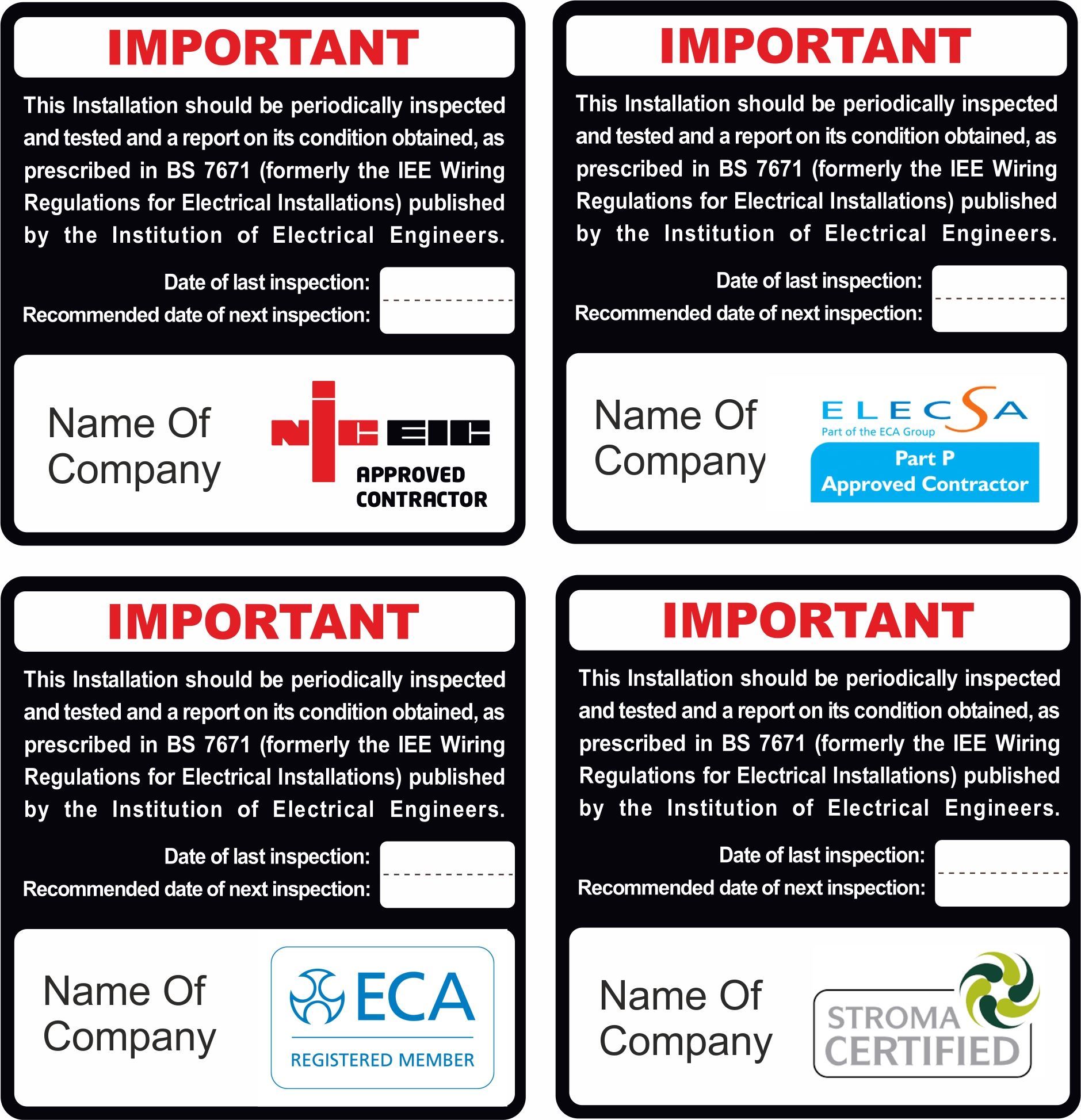 Zen Graphics - Electrical inspection Labels / Stickers