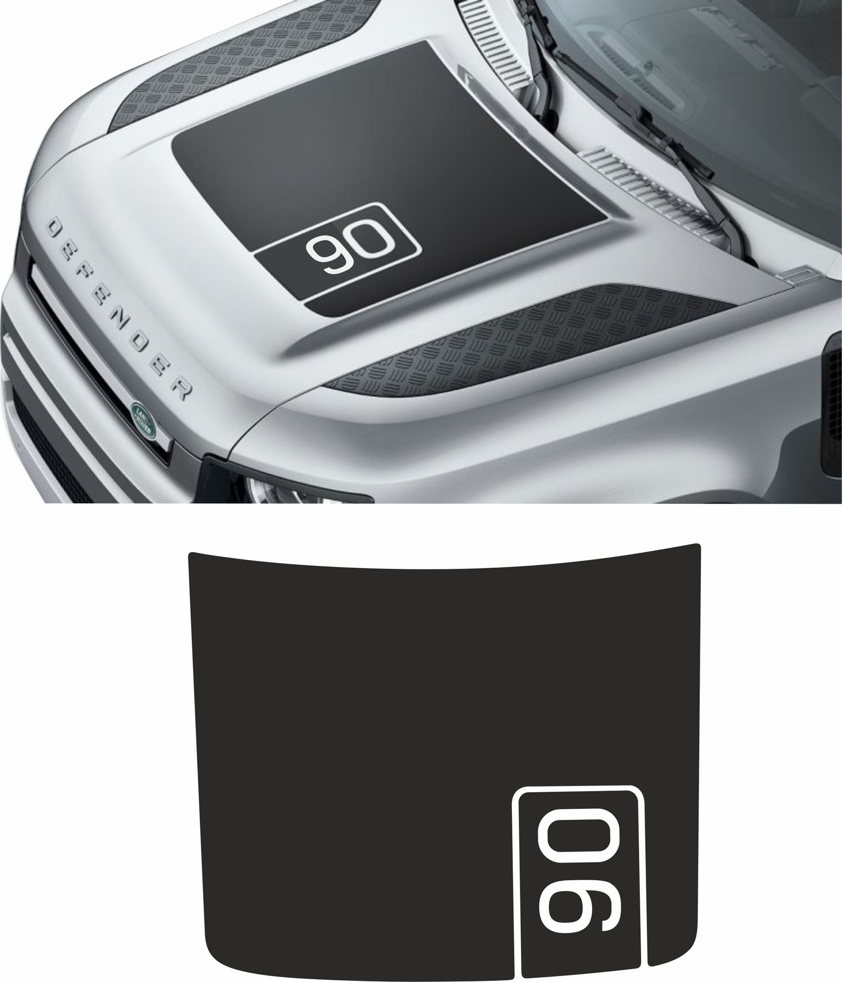 Zen Graphics - 2020 Defender 90 Bonnet Decal EXACT FACTORY FIT