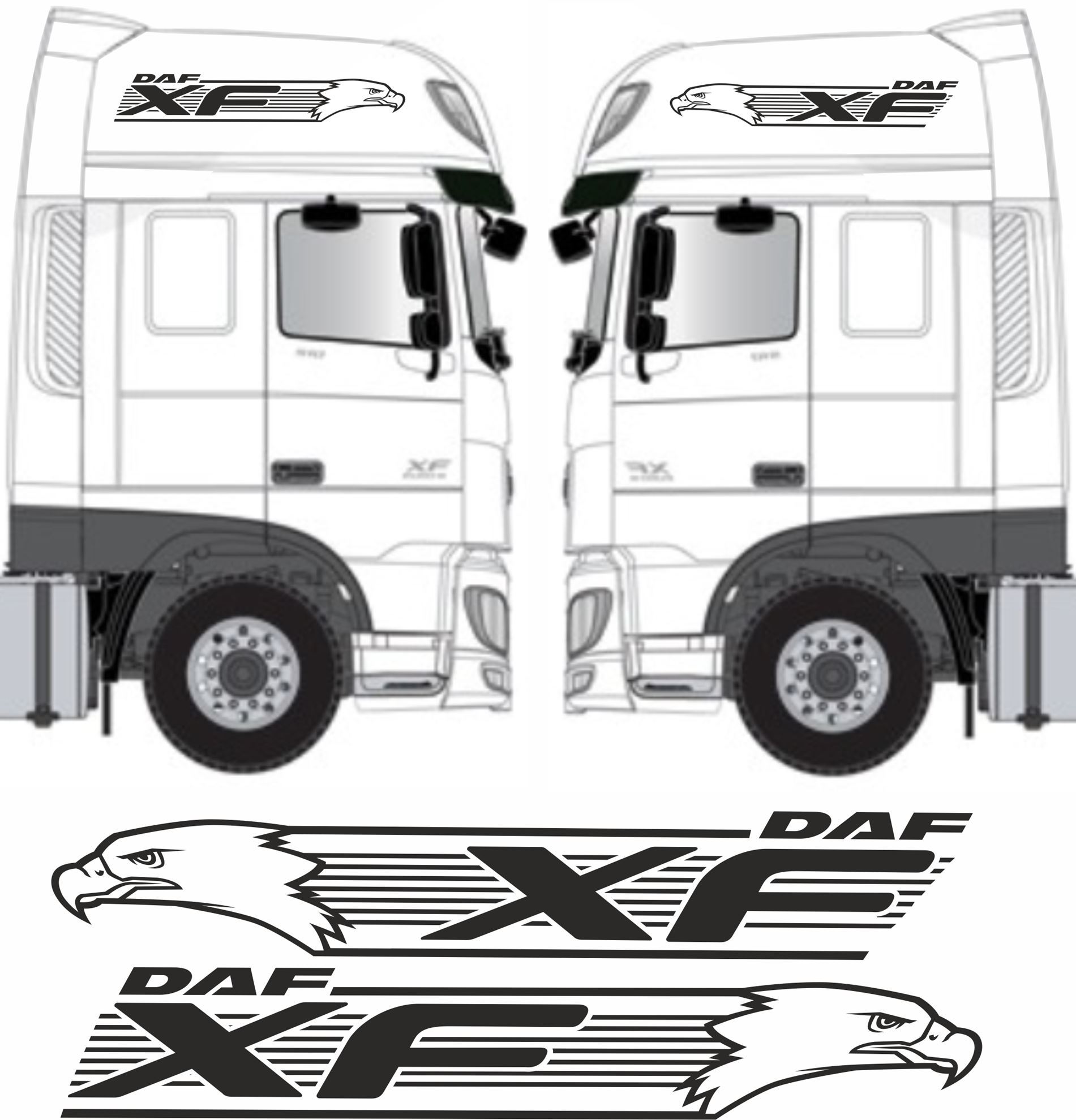 Zen Graphics - DAF XF Euro 6 side Eagle XF roof Graphics / Stickers