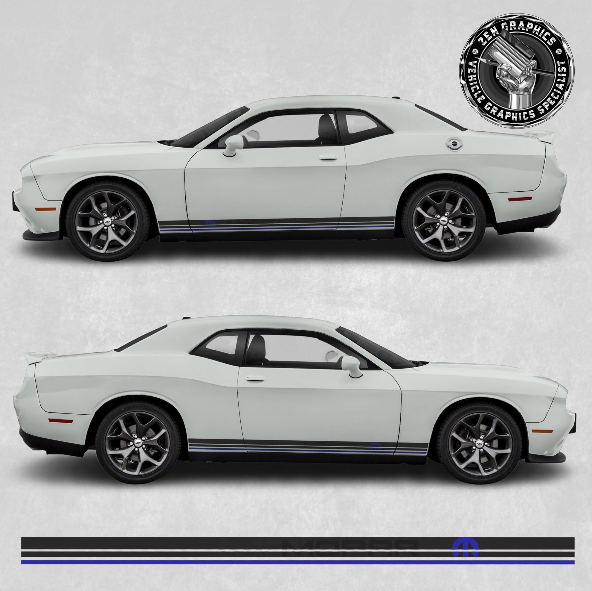 Zen Graphics - Dodge Challenger Mopar side Stripes / Stickers