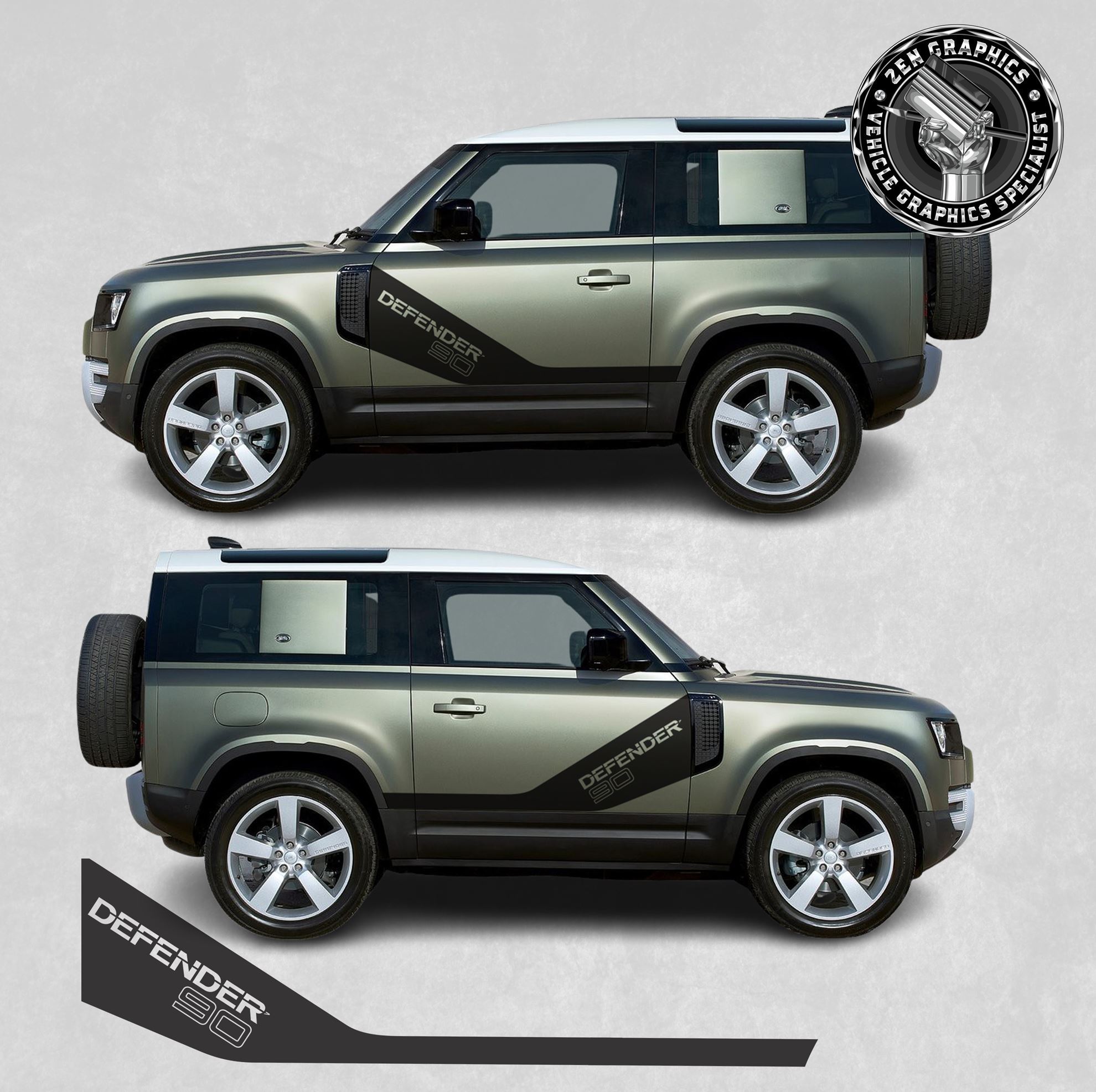 Zen Graphics - Defender 90 (new shape) side Graphics / Stickers