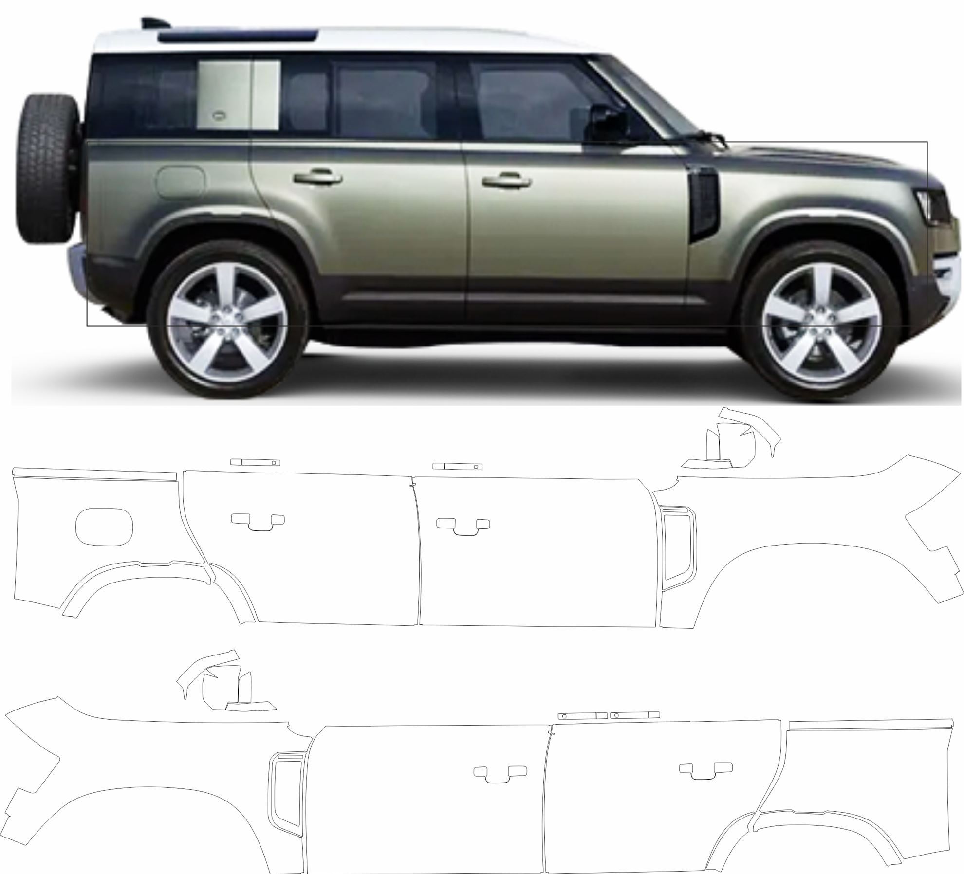 Zen Graphics - Land Rover Defender 110 2020 onwards side Pre Cut PPF
