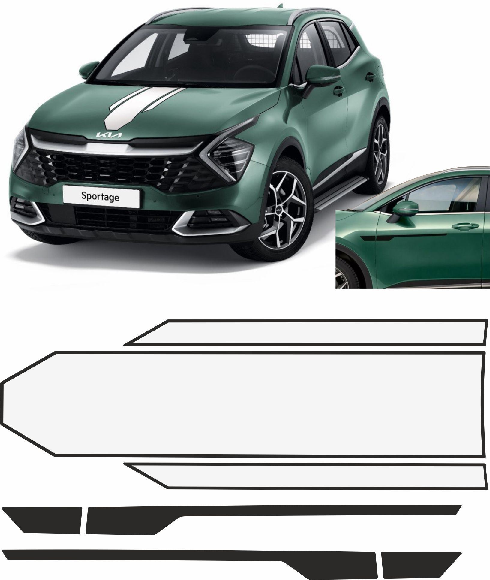 Zen Graphics - Kia Sportage 2022 onwards Bonnet and side Stripes ...
