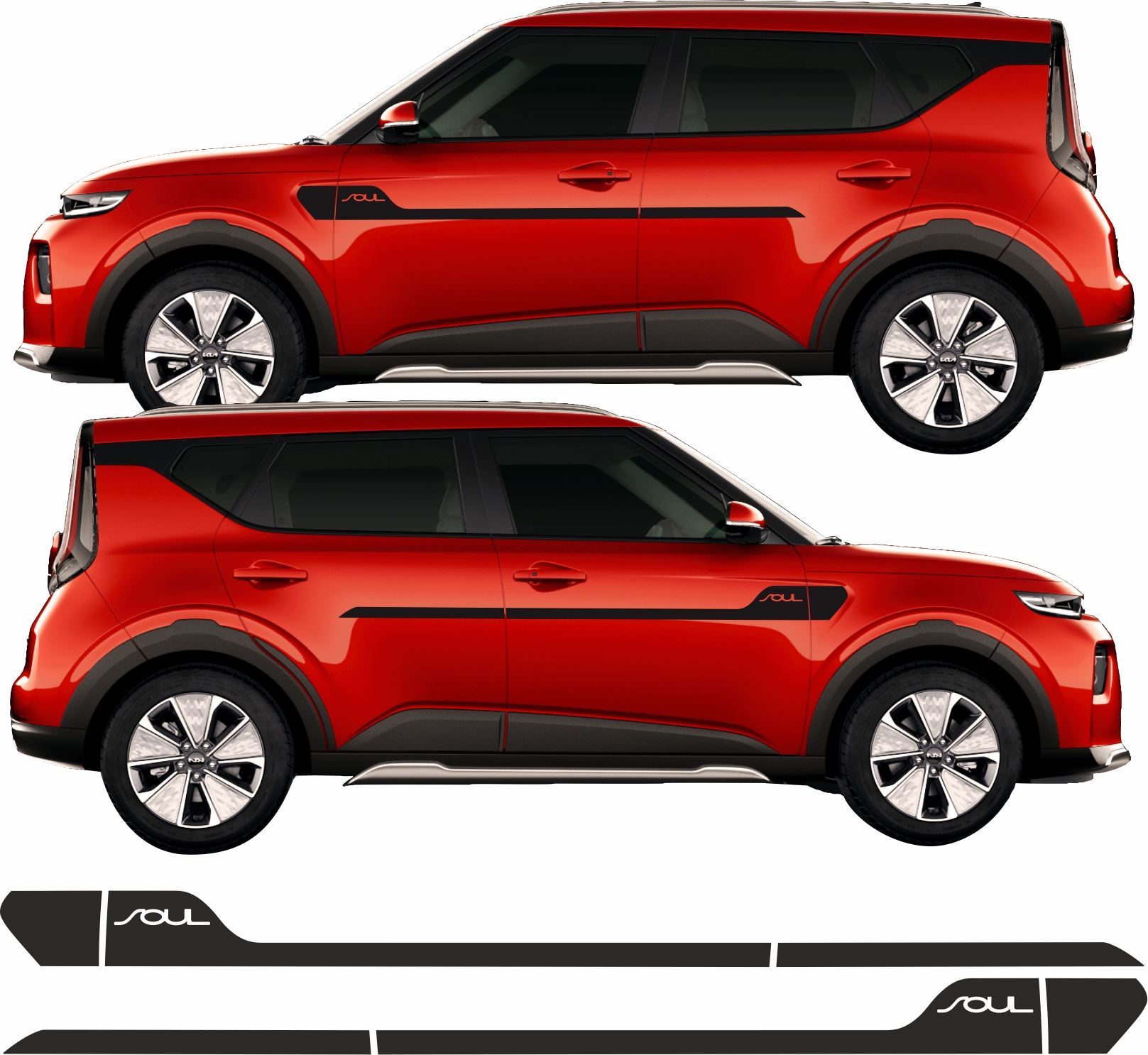 Zen Graphics - Kia Soul EV 2019 onwards side razor Stripes / Stickers ...