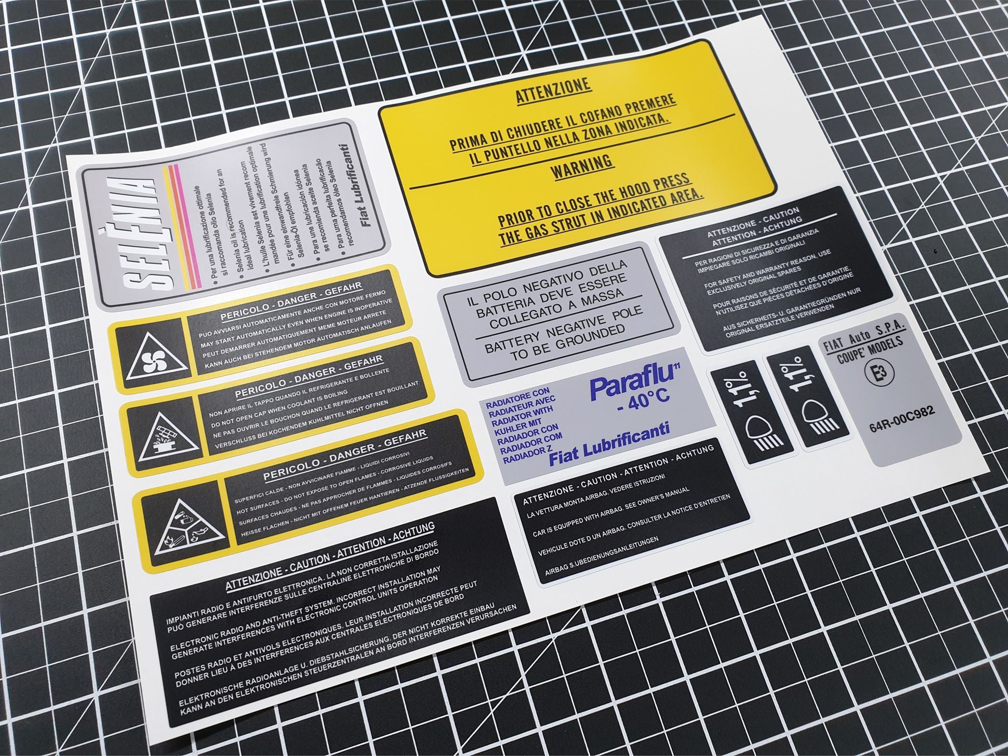 Zen Graphics - Fiat Coupe 2.0 16V / 16VT Engine Bay Stickers / Decals