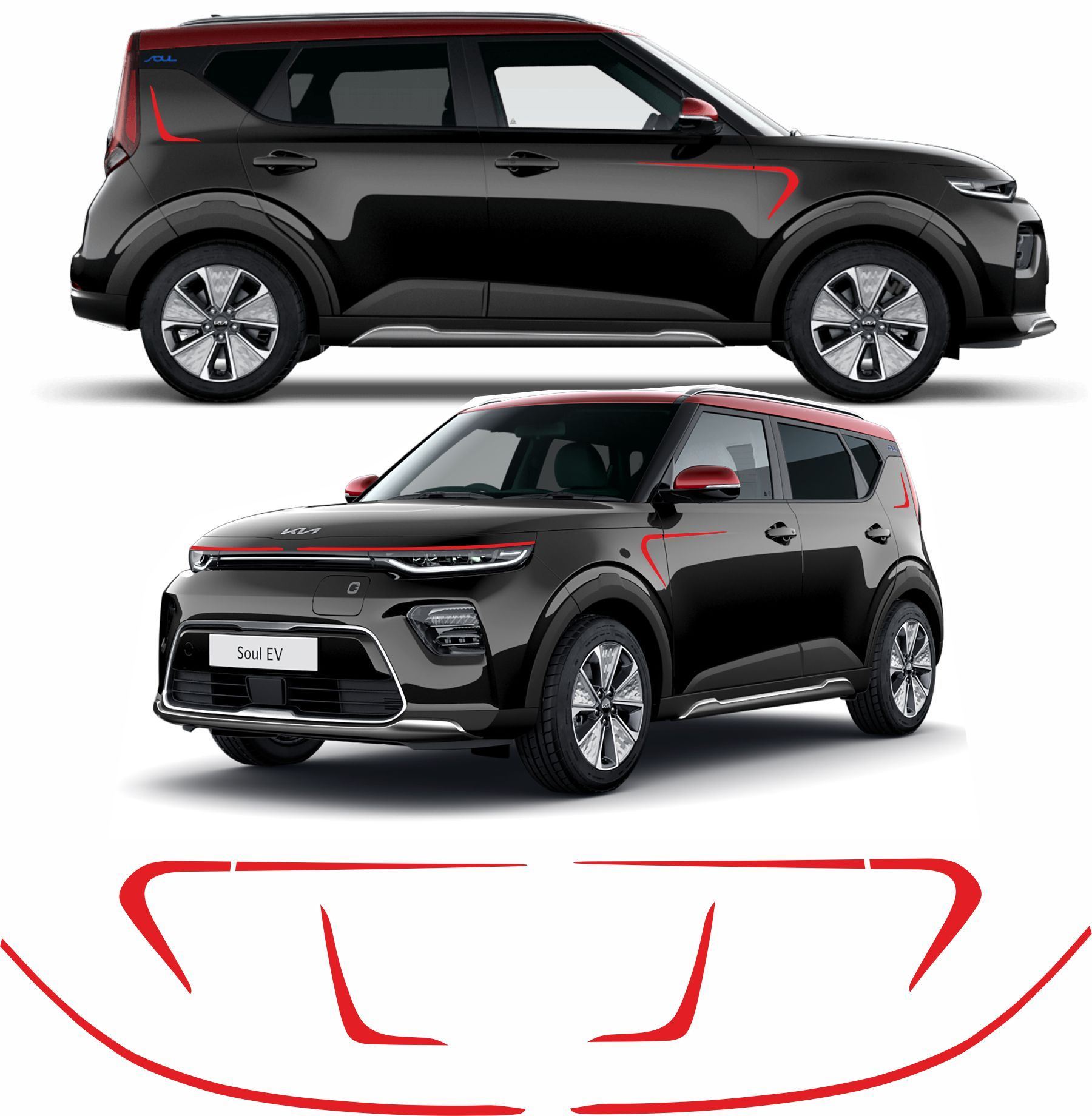 Zen Graphics - Kia Soul EV 2019 onwards side boomerang Stripes ...