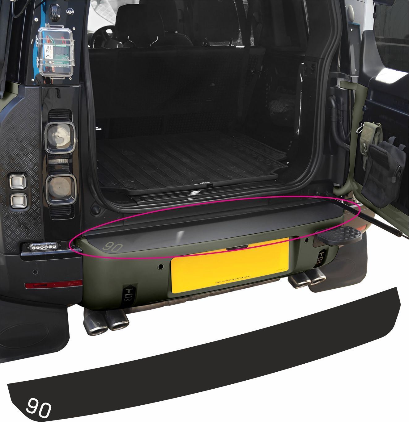 Zen Graphics - Defender 90 rear Bumper textured Bumper Protection thick ...