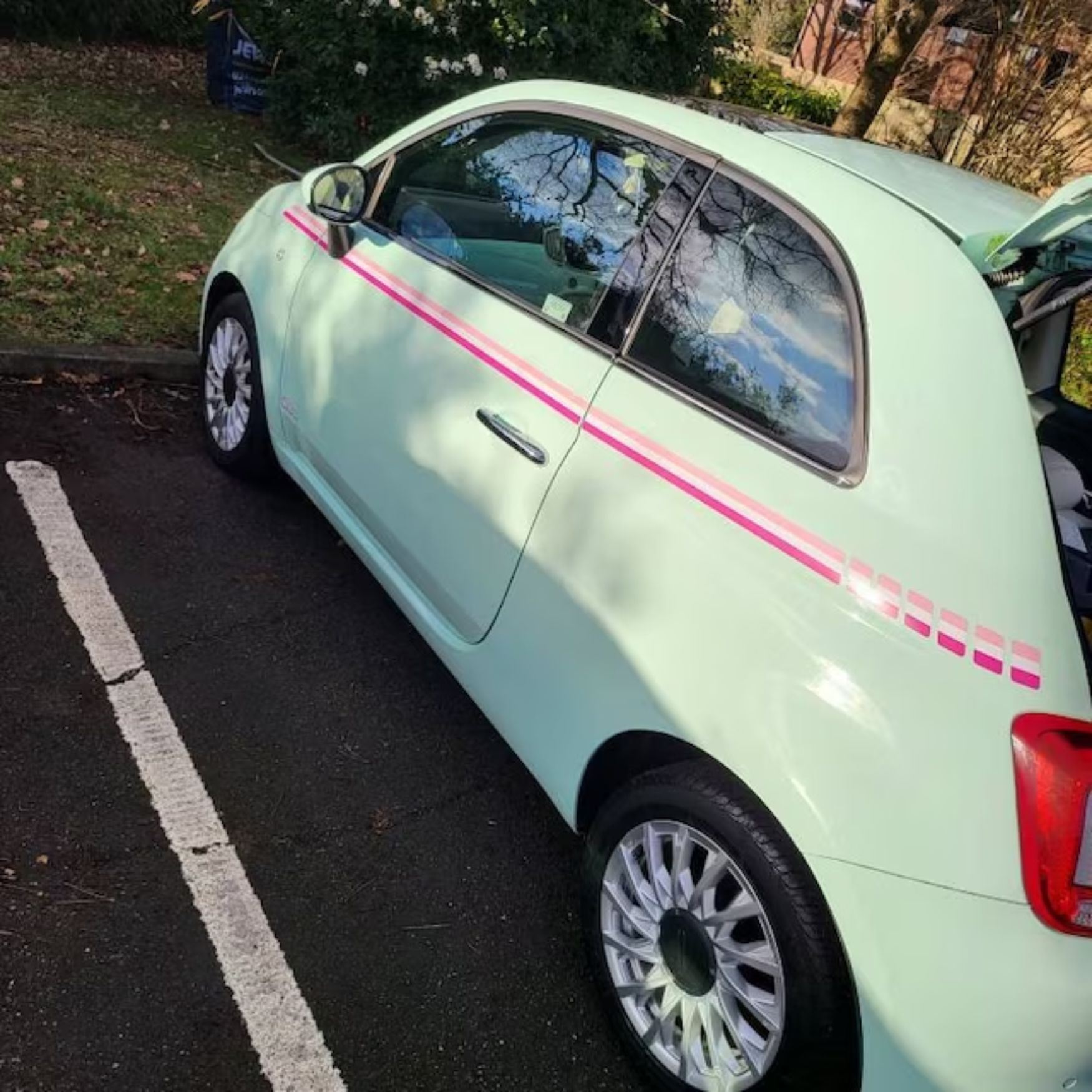 Zen Graphics - Fiat 500 Pink side Stripes / Stickers FACTORY FIT