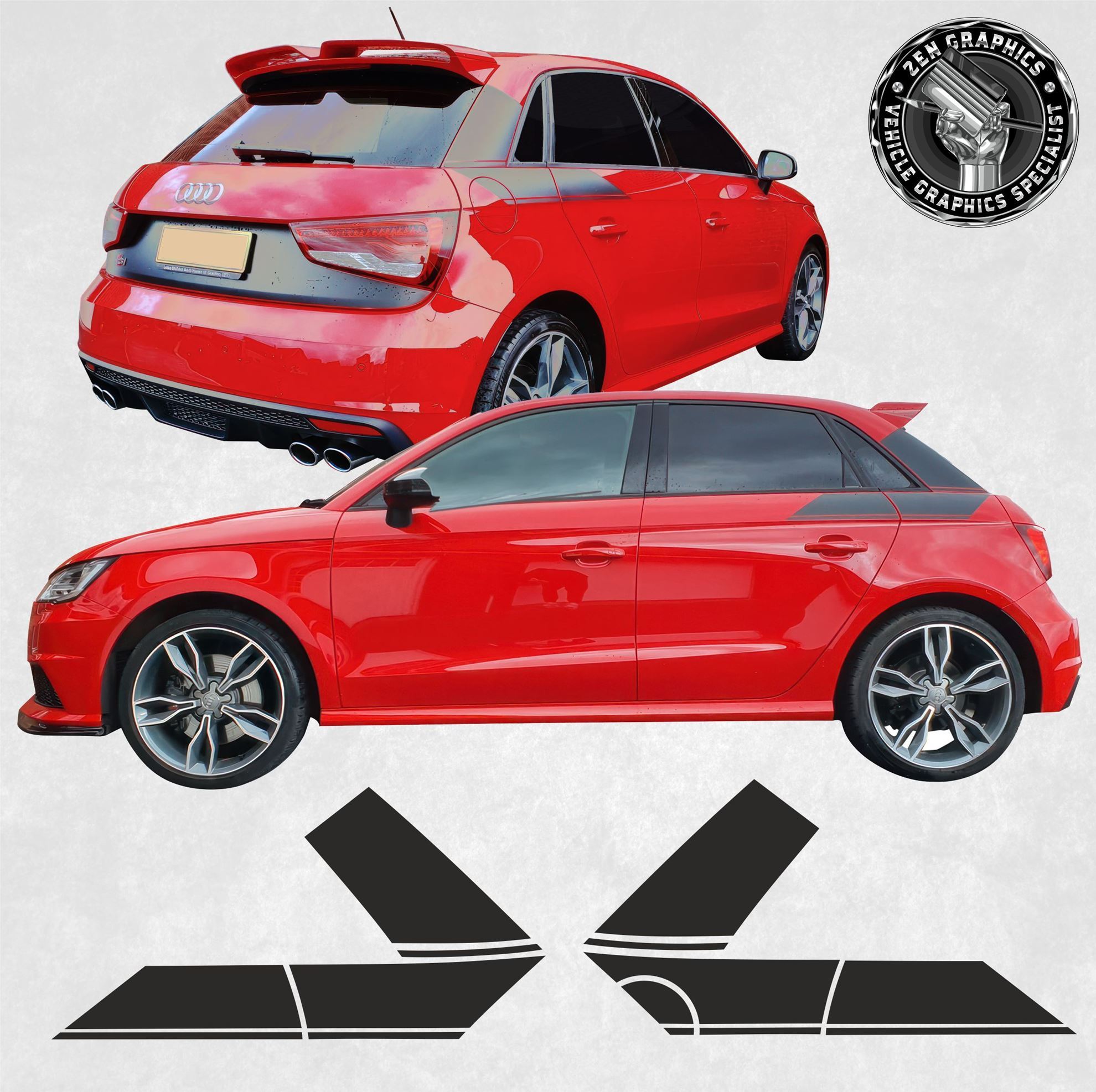 Zen Graphics - Audi A1 / S1 5 Door Competition side rear quarter Decals ...