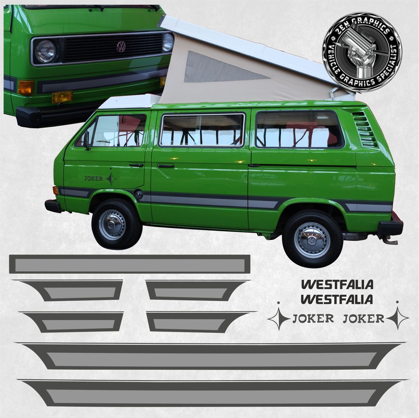 Zen Graphics - Westfalia T3 Joker restoration Decals / Stripes