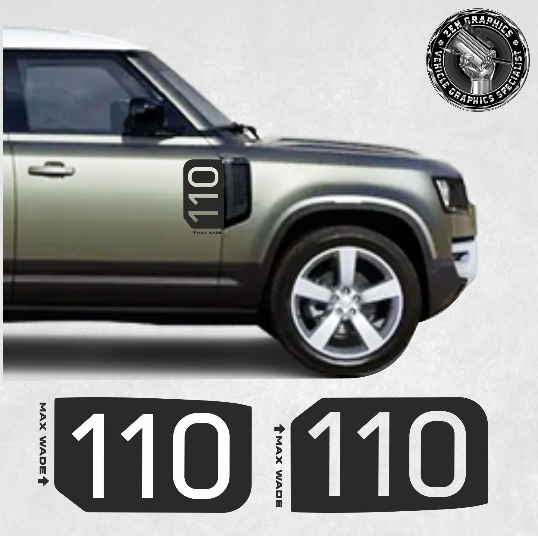 Zen Graphics - 2020 Defender 110 side vent "Max Wade" Stickers / Decals