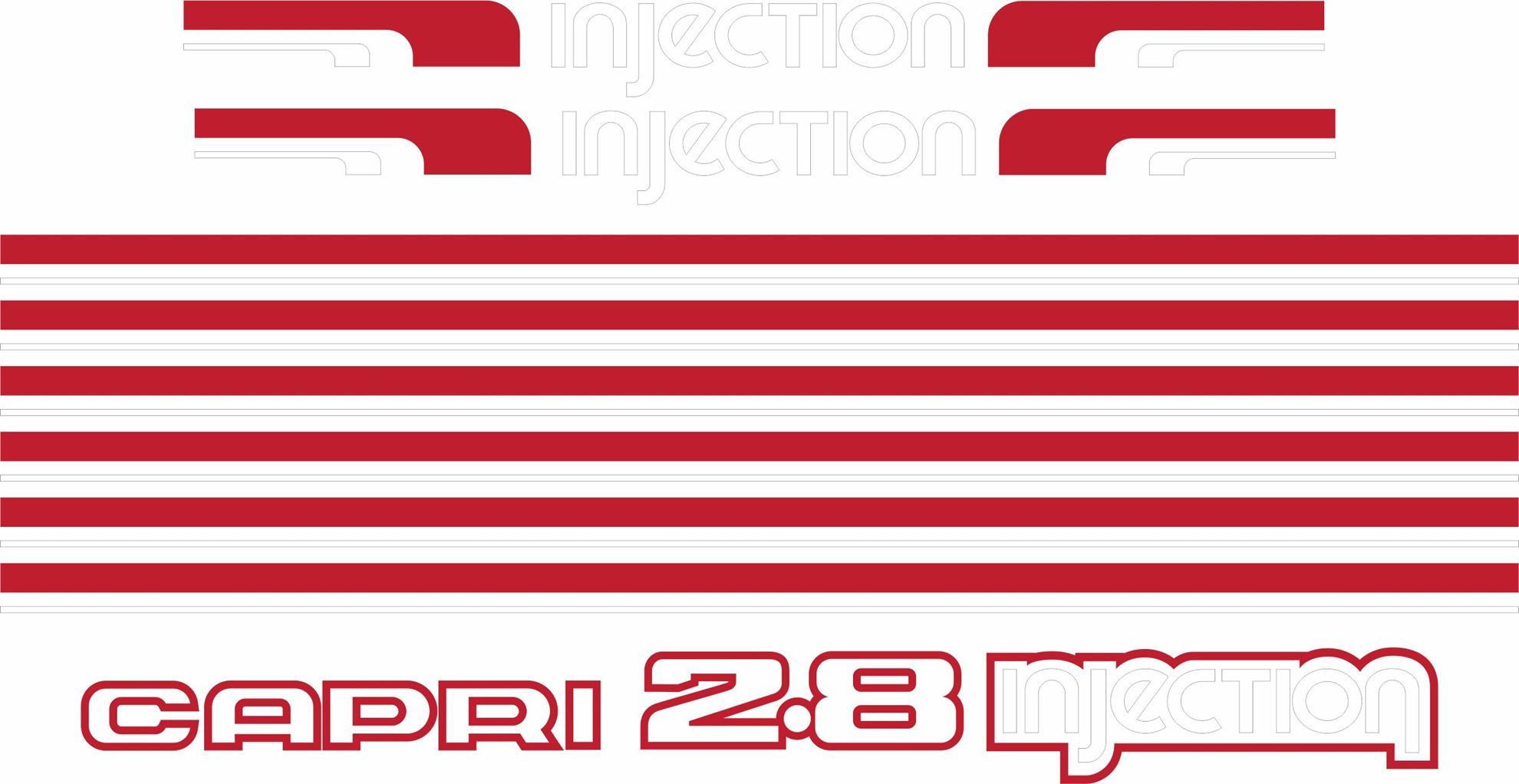Zen Graphics - Ford Capri MK3 2.8 injection replacement Stripes / Decals