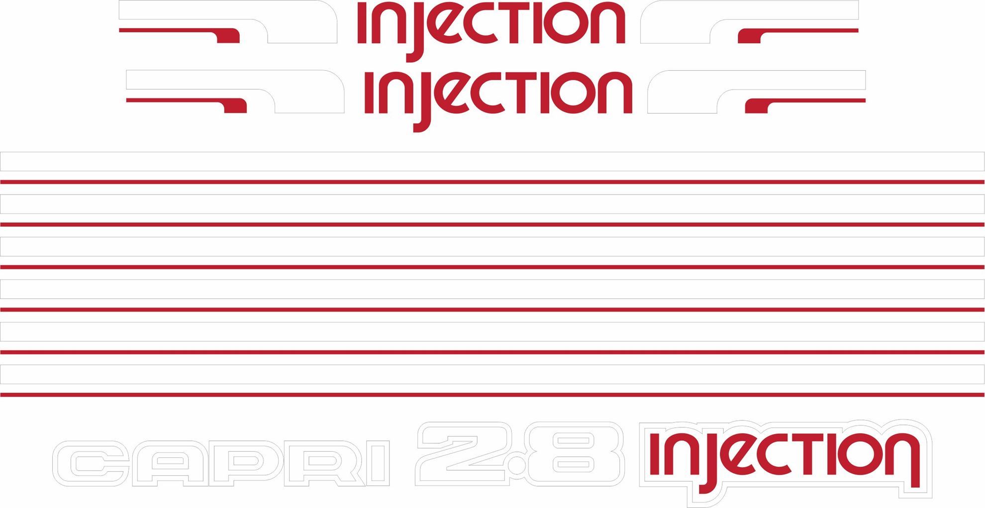 Zen Graphics - Ford Capri MK3 2.8 injection replacement Stripes / Decals