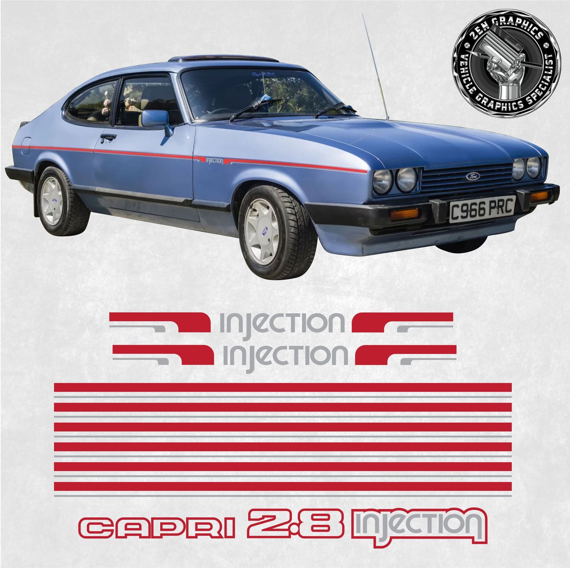 Zen Graphics - Ford Capri MK3 2.8 injection replacement Stripes / Decals