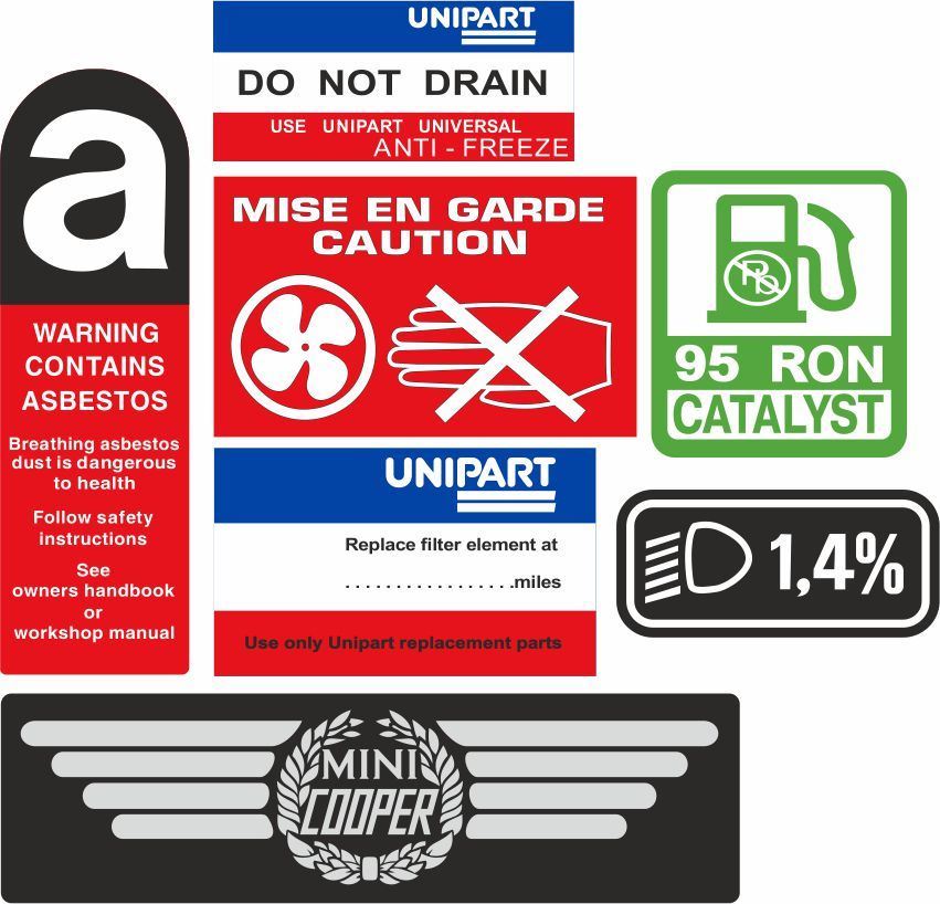 Zen Graphics - Rover Mini Cooper Engine Bay Decals / Stickers