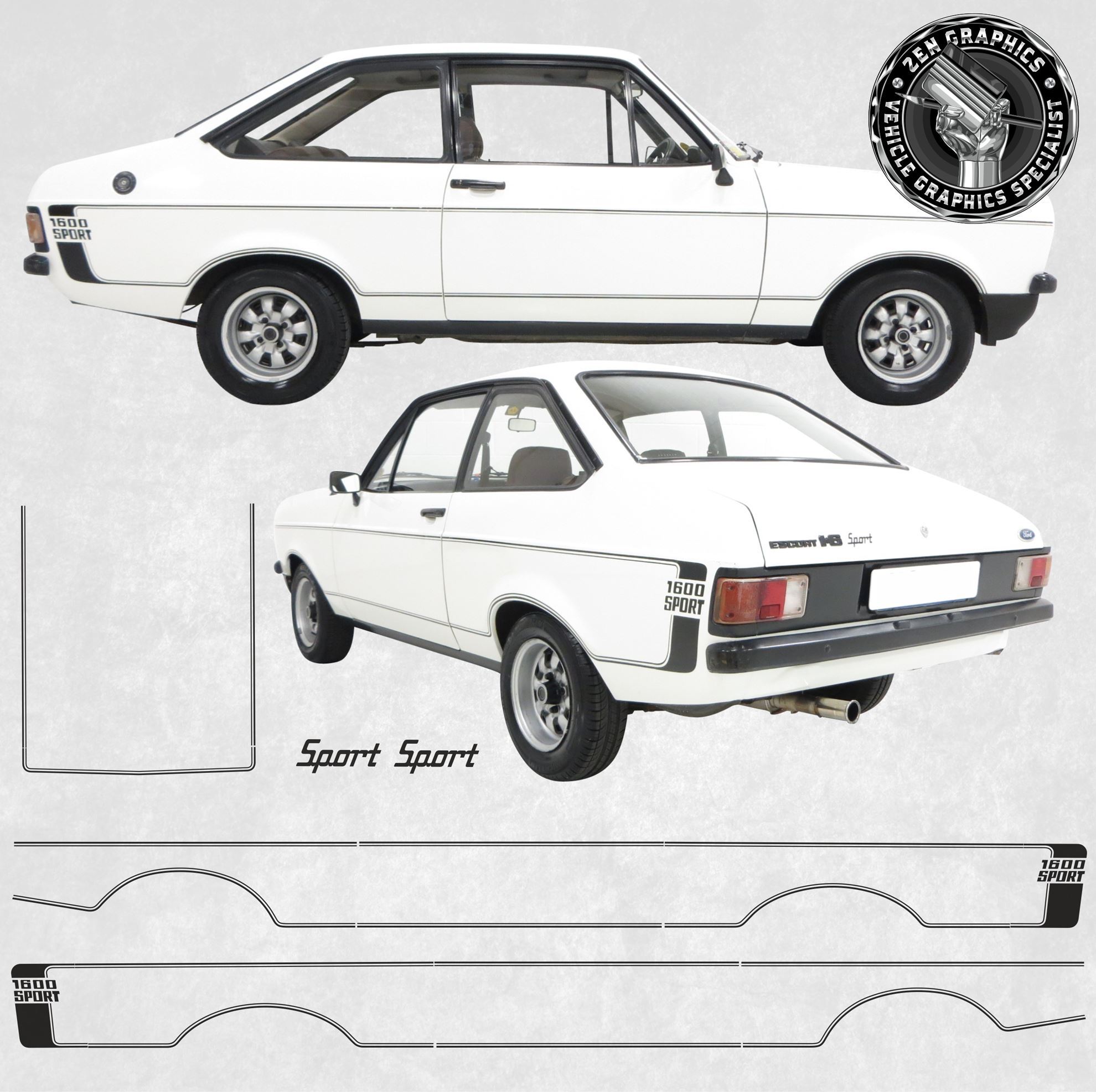 Zen Graphics - Ford Escort MK2 1600 Sport Stripes / Decals