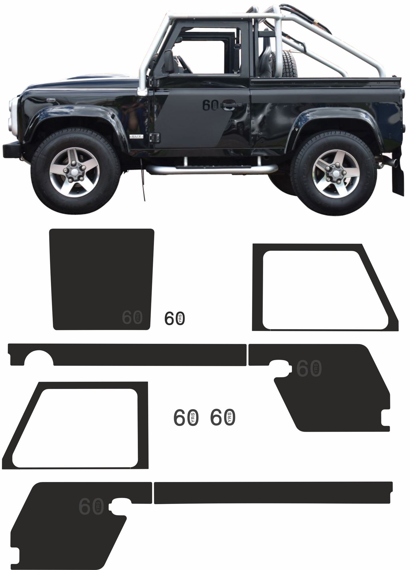 Zen Graphics - Defender 90 60th Anniversary SVX soft top side and ...