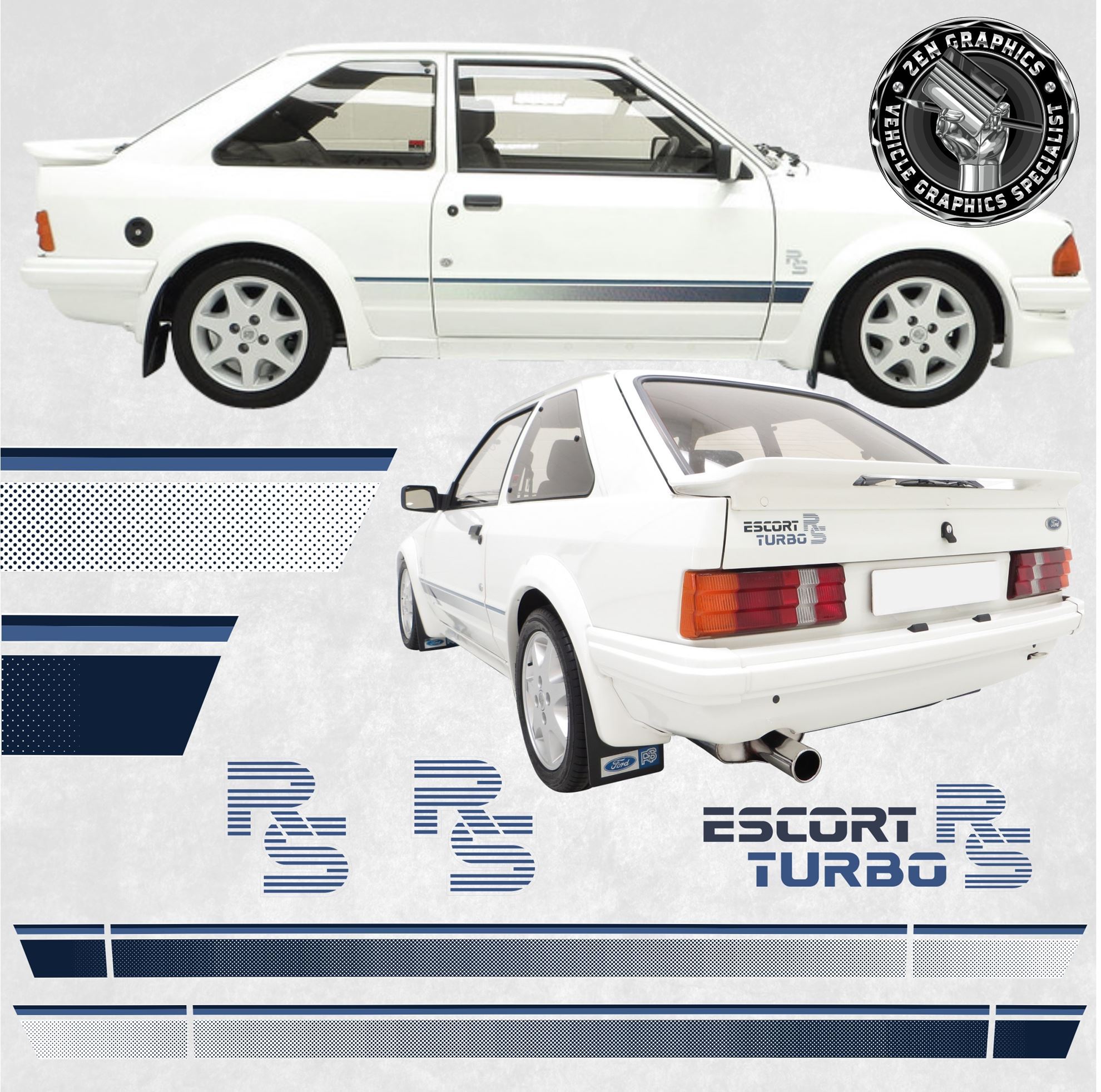 Zen Graphics - Ford Escort MK3 Series 1 RS Turbo Stripes / Decals