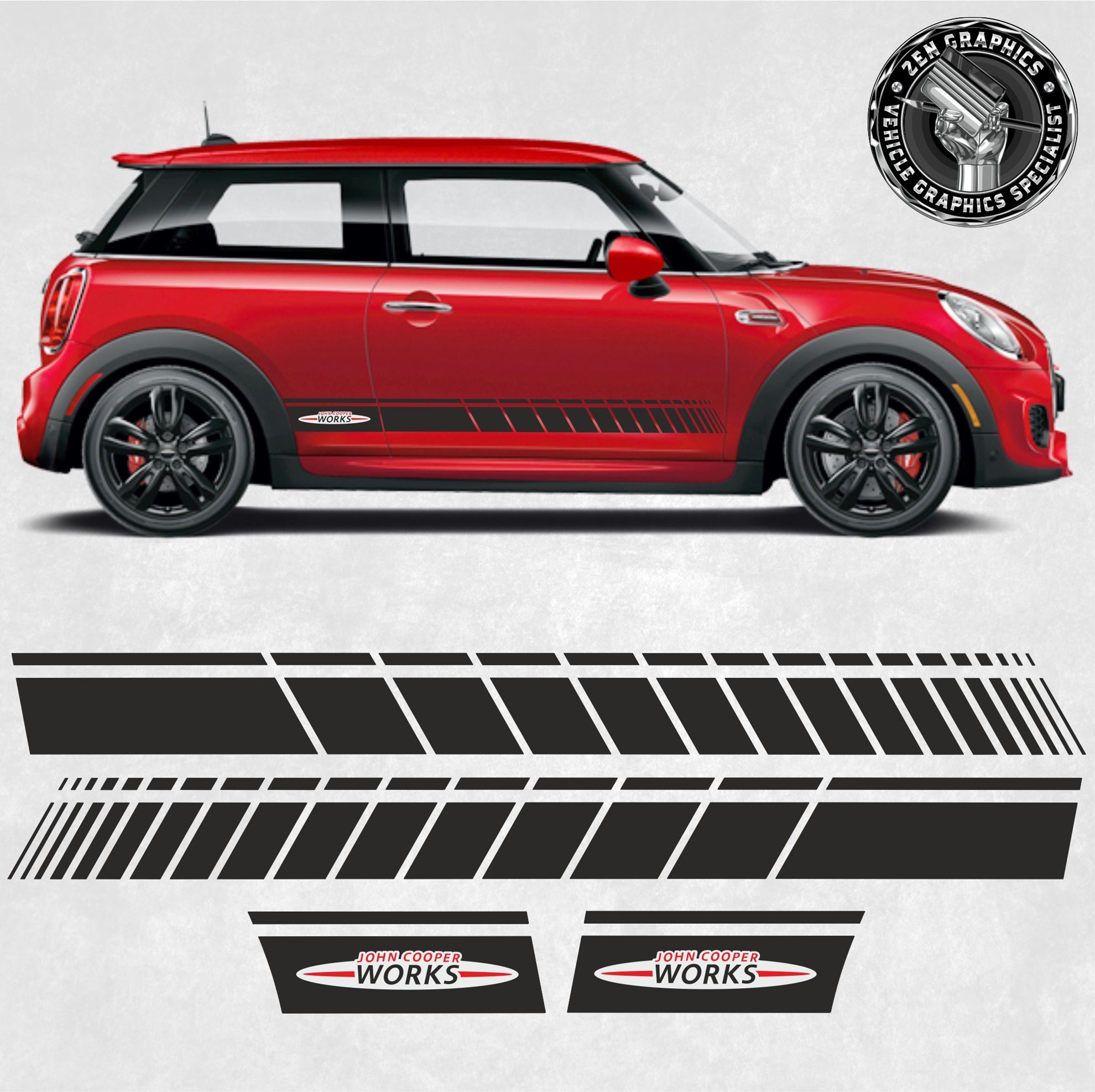Zen Graphics - Mini R56 / R57 / R58 / R59 JCW side Stripes