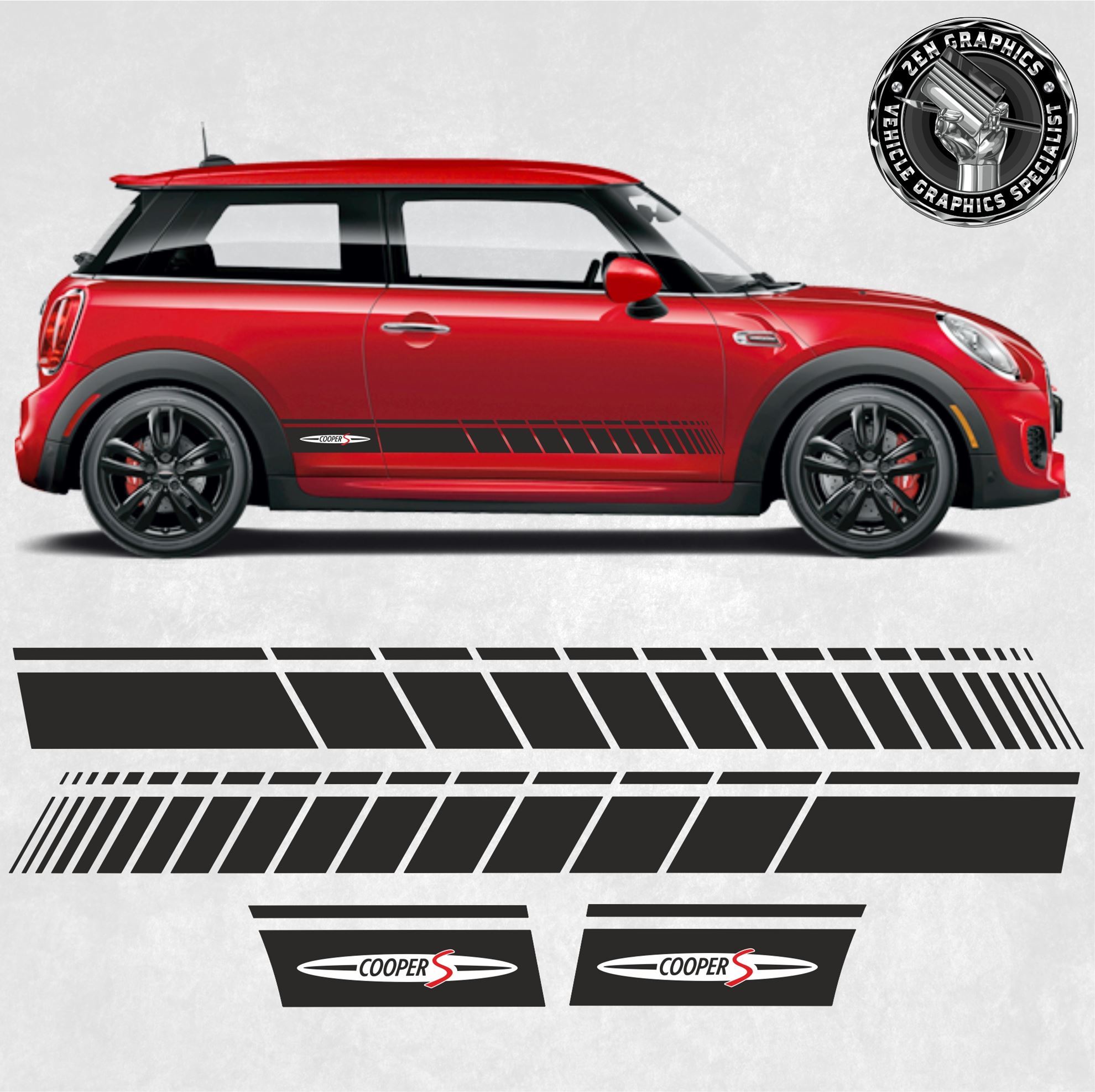 Zen Graphics - Mini R56 / R57 / R58 / R59 Cooper S side Stripes