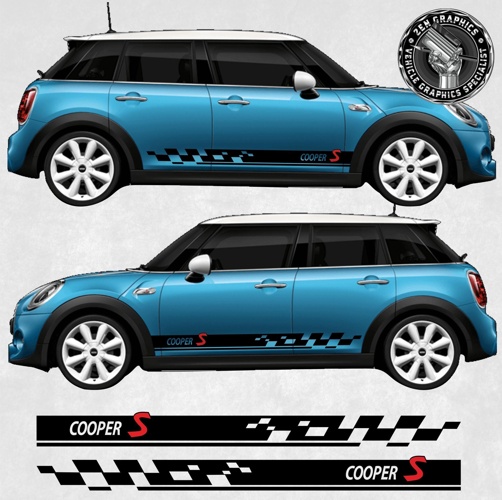 Zen Graphics - Mini F55 Cooper S side Stripes / Stickers