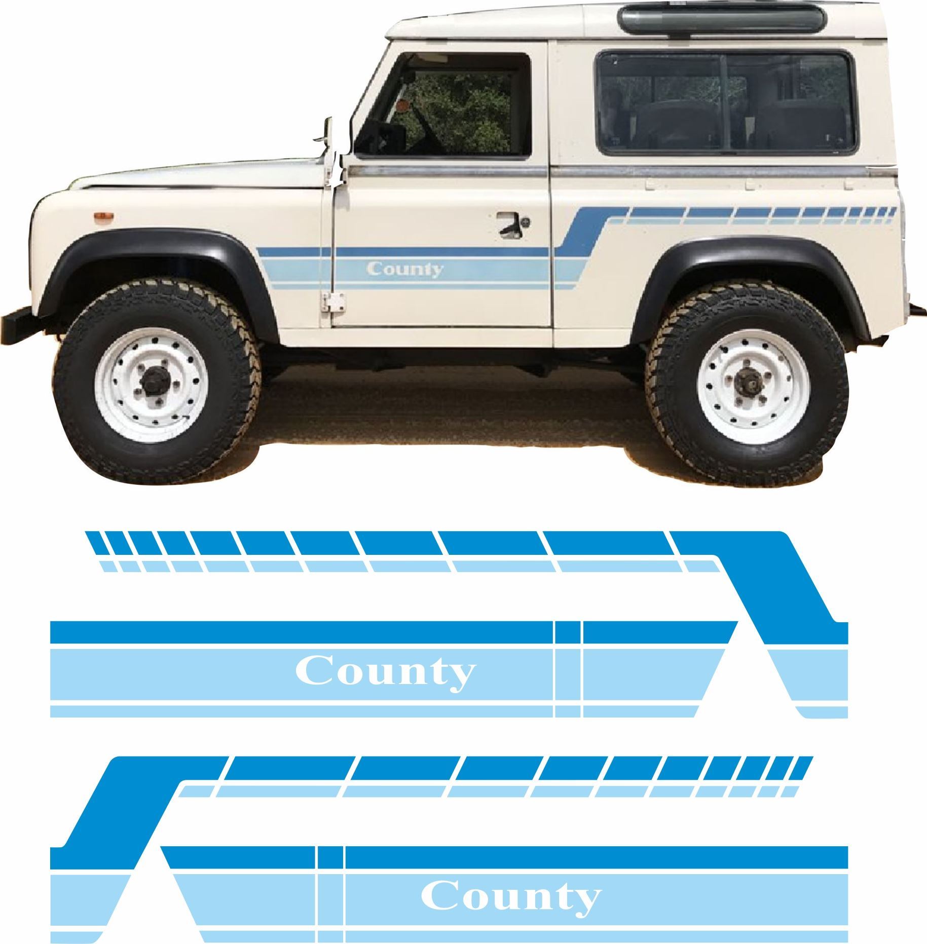 Zen Graphics - Defender 90 County 1984 - 1986 side Stripes / Stickers