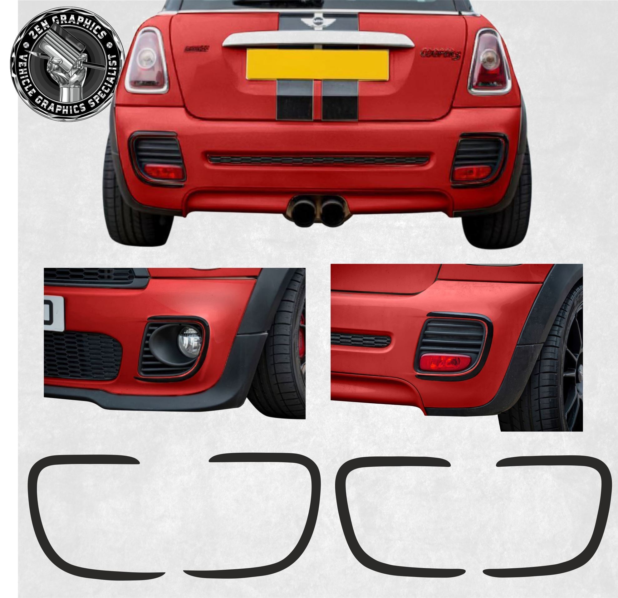 Zen Graphics - Mini R56 GP / JCW / Cooper S front & rear Bumper Vinyl ...