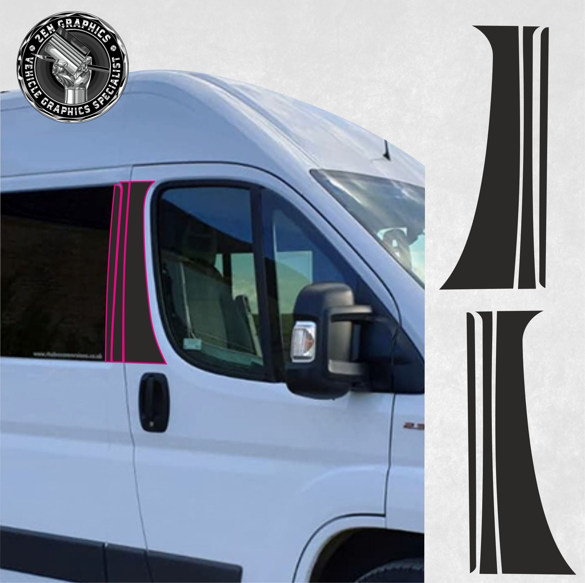 Zen Graphics - Peugeot Relay / Citroen Ducato B Pillar Blackout Decals ...