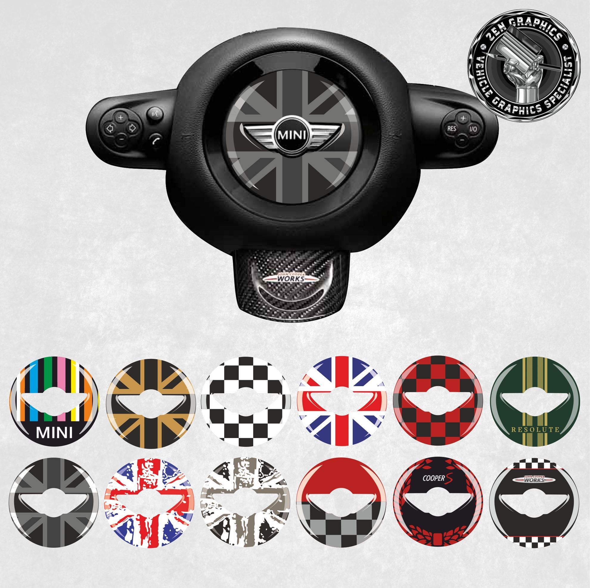 Zen Graphics - Mini F55 / F56 / F57 / F60 Steering Wheel adhesive Gel ...
