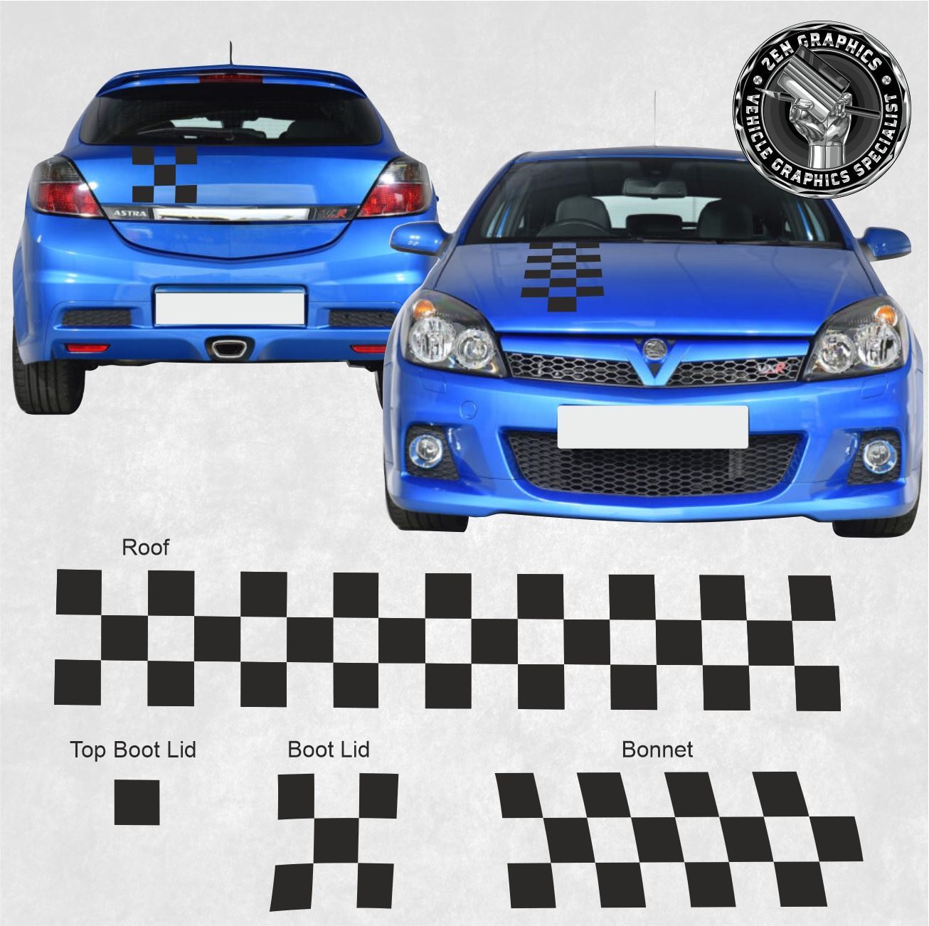 Zen Graphics - Vauxhall Astra H Nurburgring Style chequered Decals ...